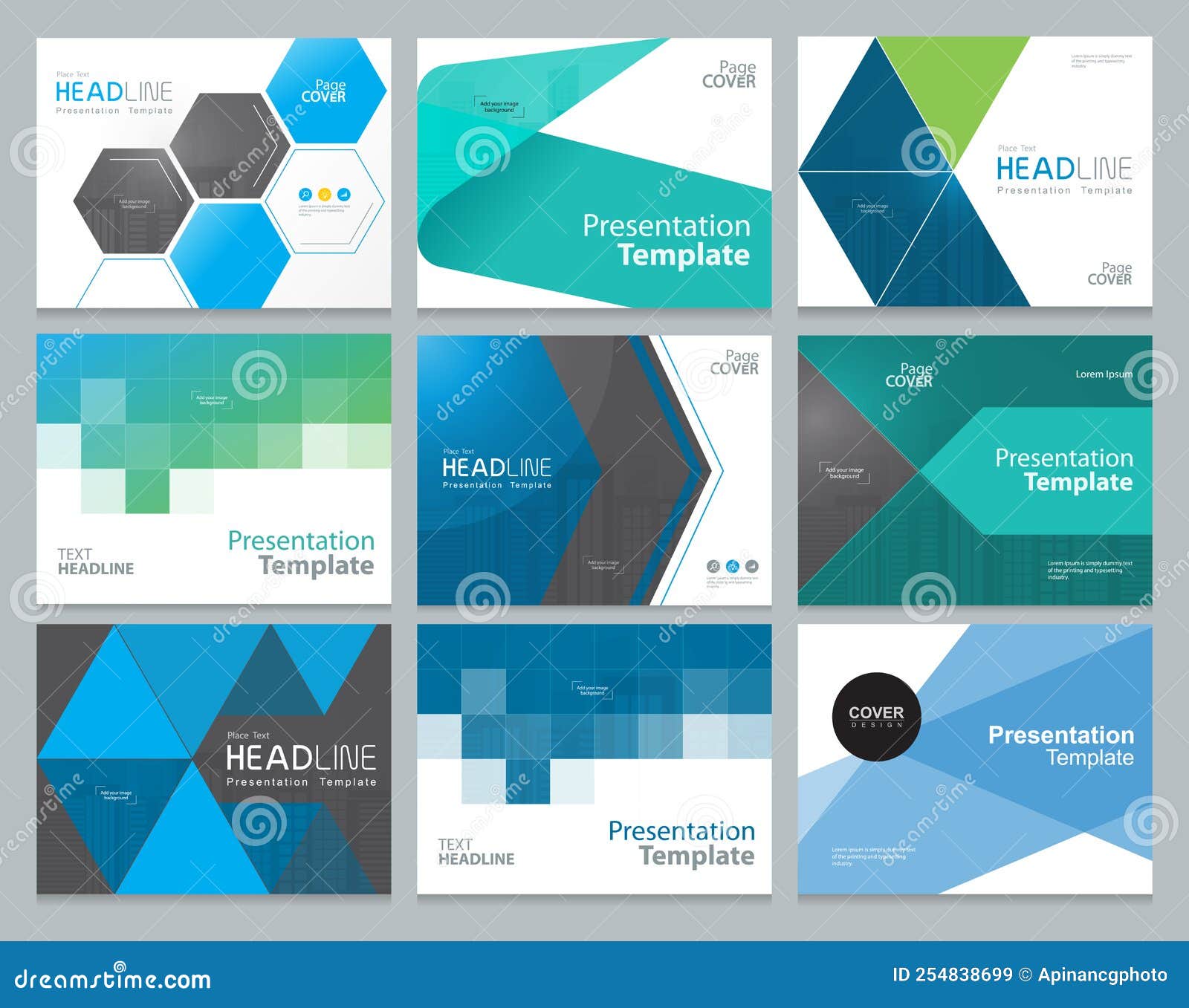 Set Abstract Business Presentation Cover Background Design Template and ...