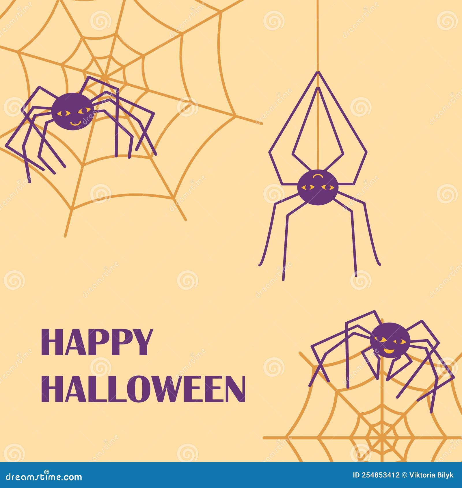 A Set of Spiders on a Cobweb for Designs for the Halloween Holiday ...
