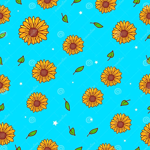 Adorable Sunflower Style: Seamless Flower Pattern Illustration - Cute ...