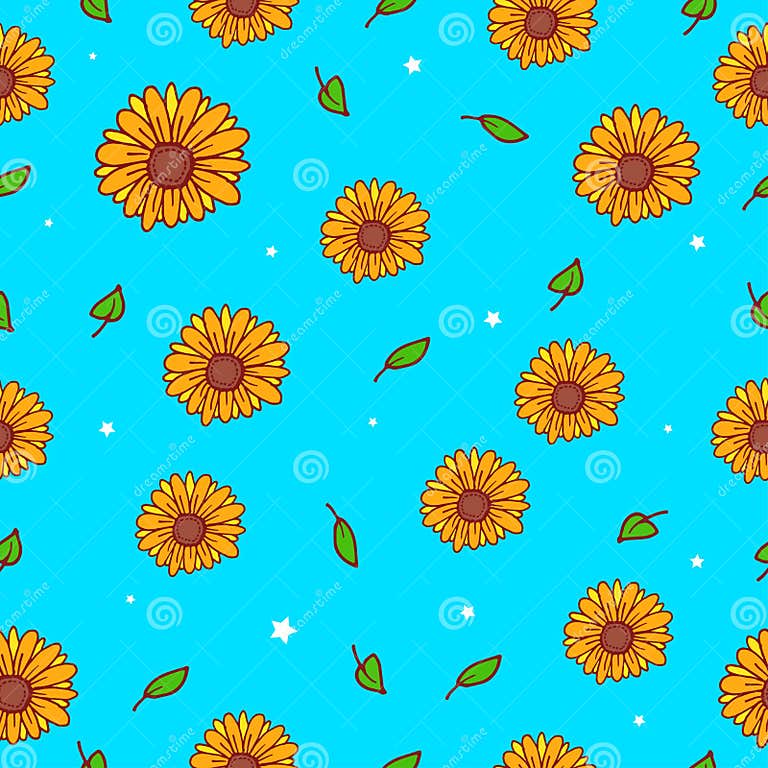 Adorable Sunflower Style: Seamless Flower Pattern Illustration - Cute ...