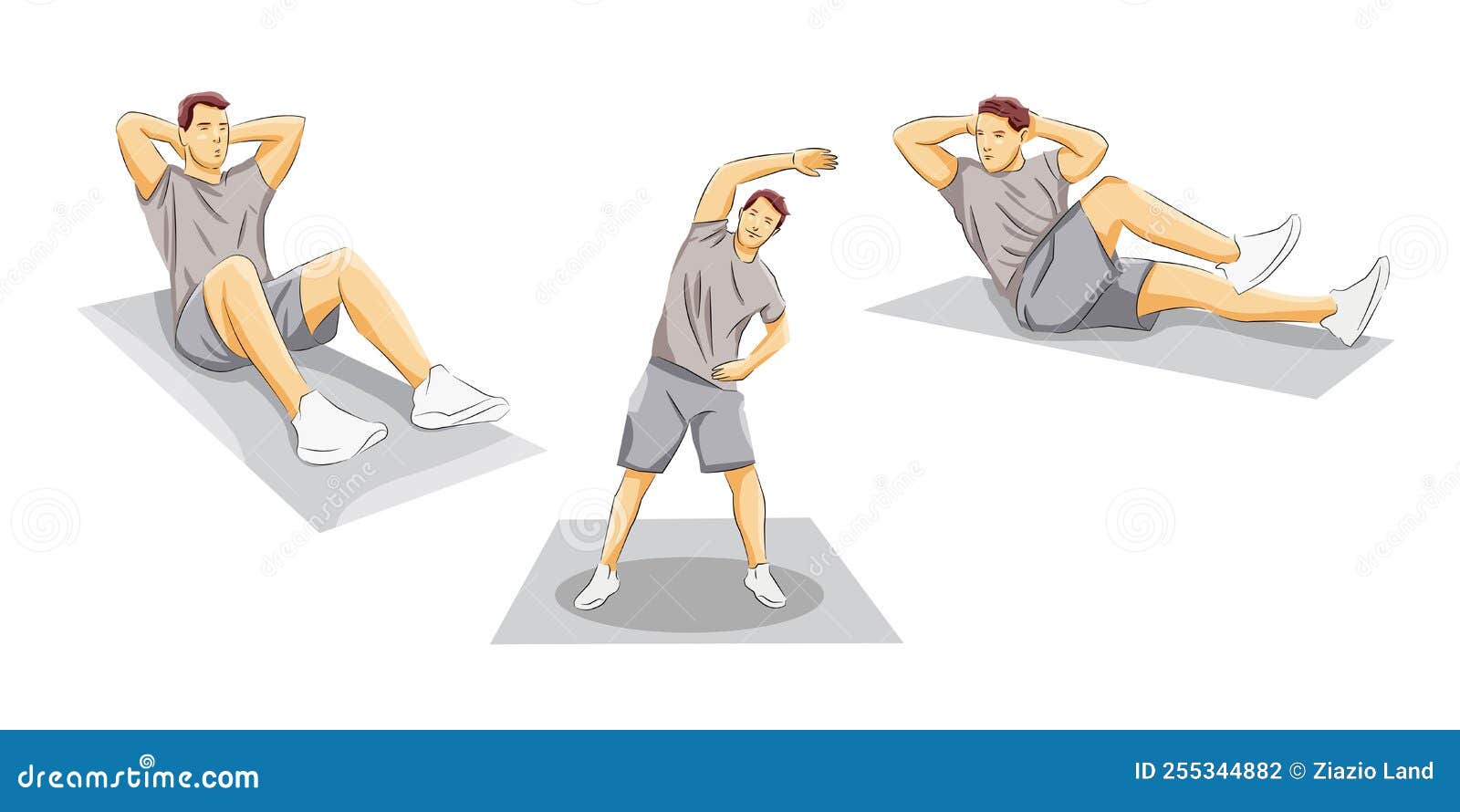 Set of Man Exercise Fitness Healthy Living Stock Vector - Illustration ...