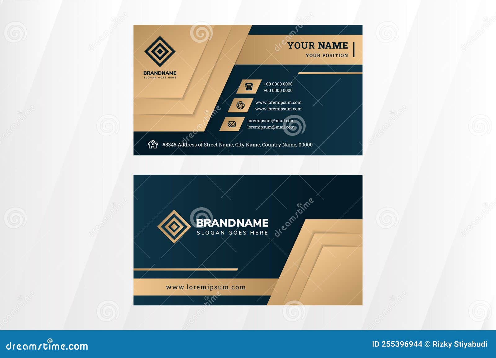 Abstract Horizontal Business Card Template in Horizontal Layout ...