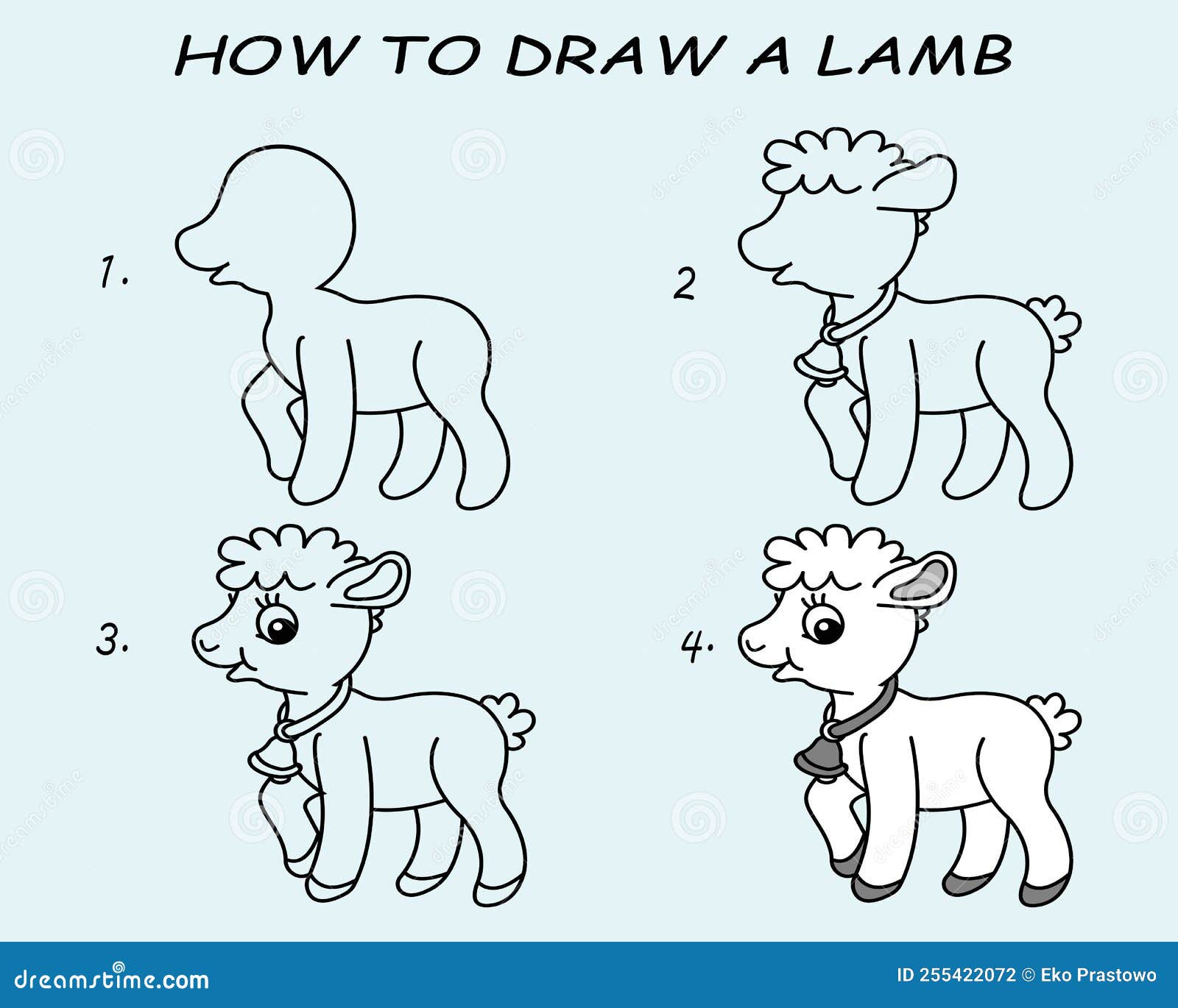Step by Step To Draw a Lamb. Drawing Tutorial a Lamb. Drawing Lesson ...