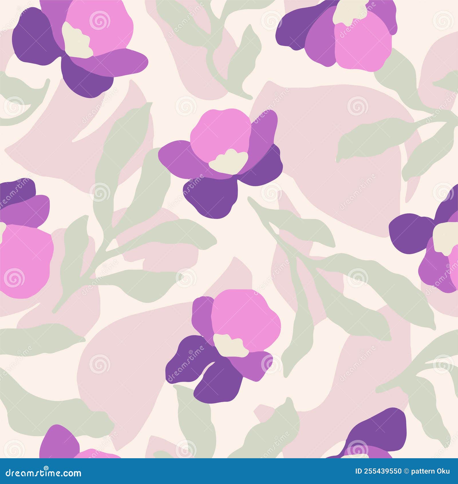 Vector Abstract Flower Illustration Seamless Repeat Pattern Stock ...