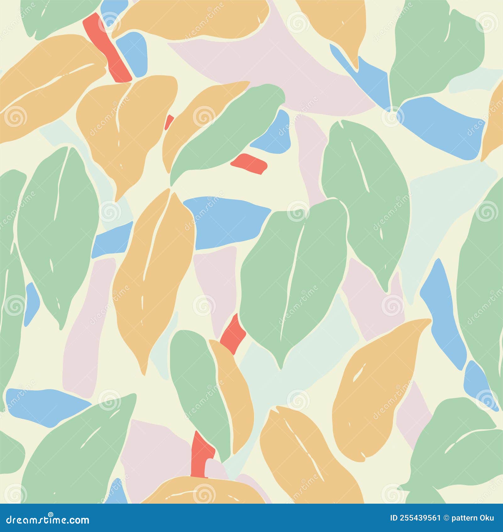 Vector Leaf with Shapes Layers Illustration Seamless Repeat Pattern ...