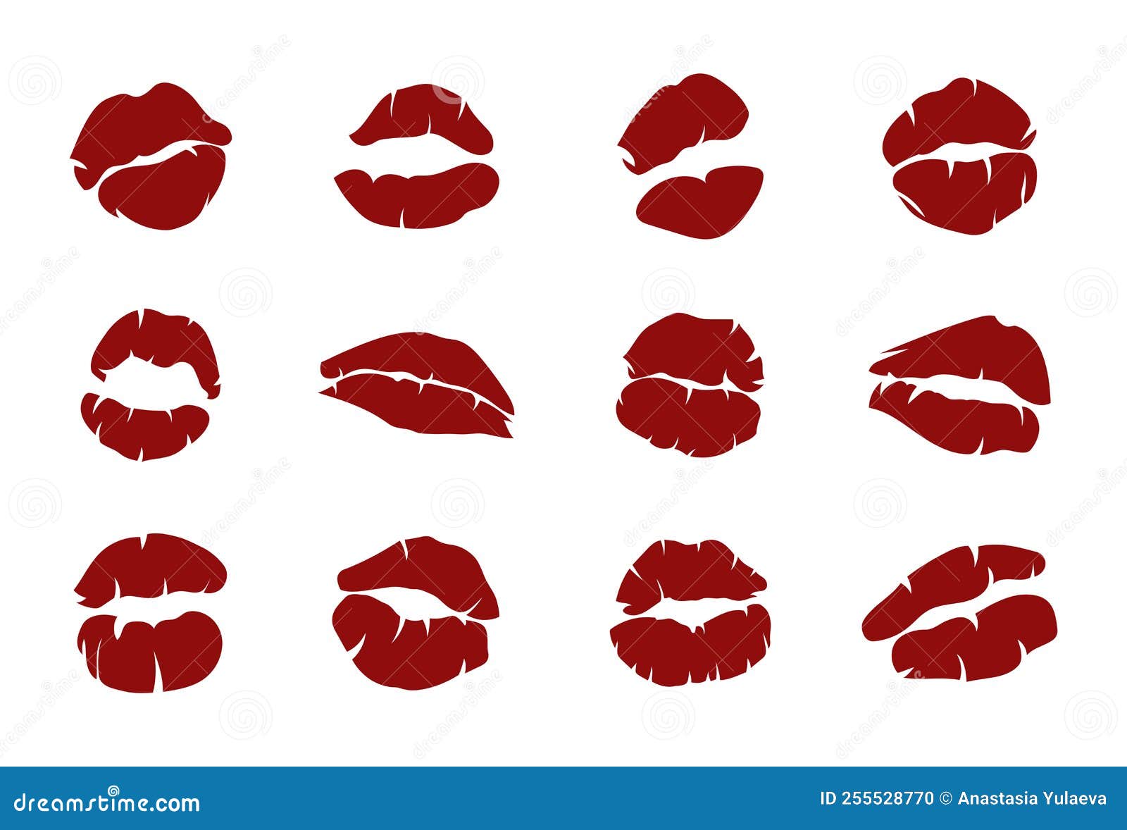 Lip prints set stock vector. Illustration of prints - 255528770