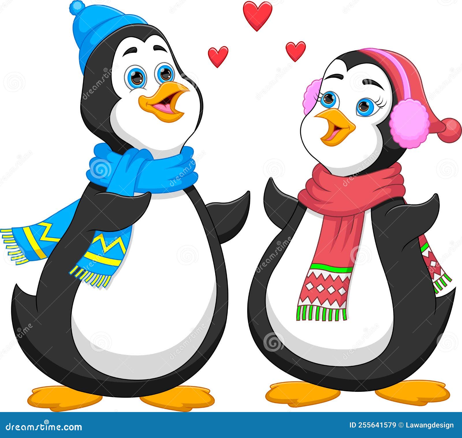 Cartoon Happy Couple of Penguins Stock Vector - Illustration of ...