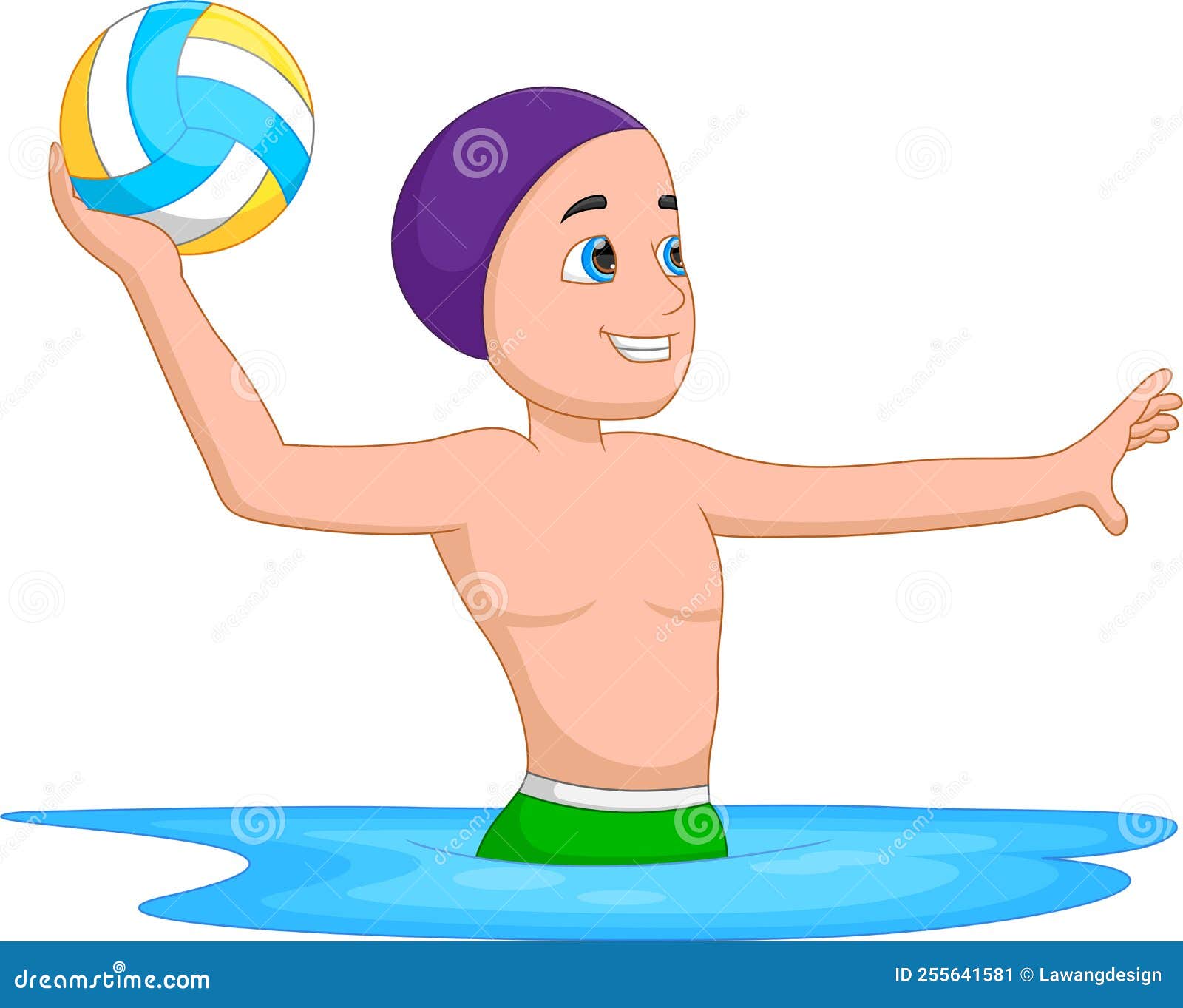 Cartoon Cute Boy Playing Water Polo Stock Vector - Illustration of ...
