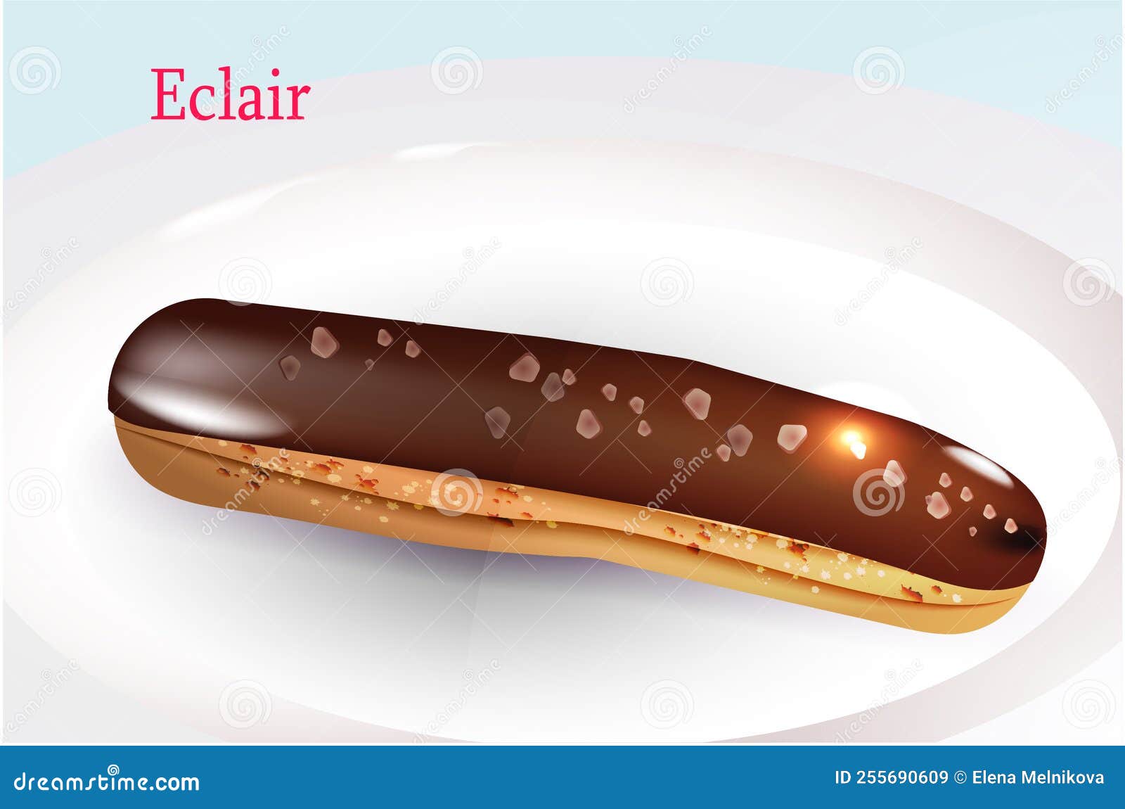 Chocolate Eclairs on a White Plate. Realistic Illustration Stock Vector ...