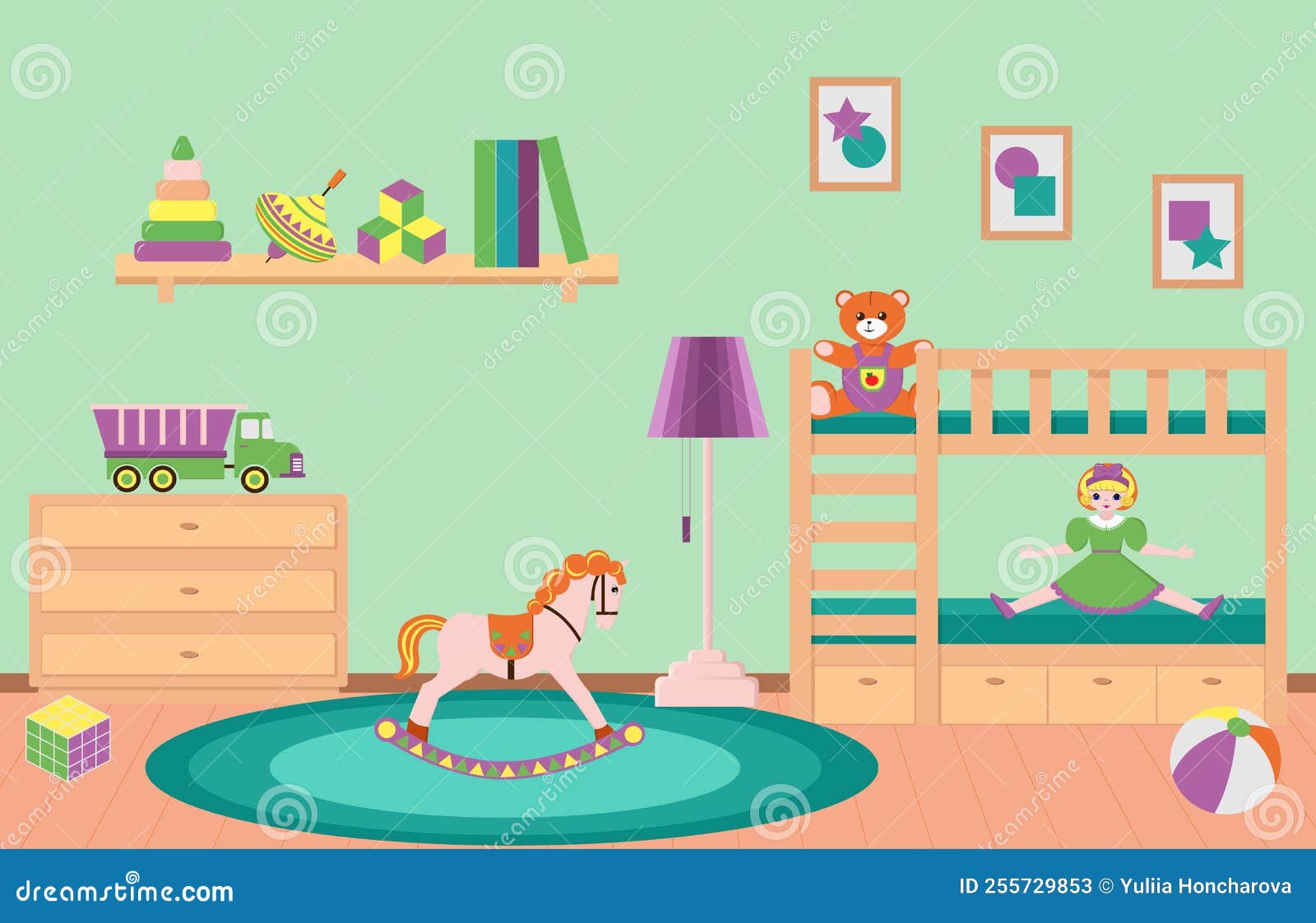 Bright Illustration of a Children S Room with Toys. Stock Vector ...