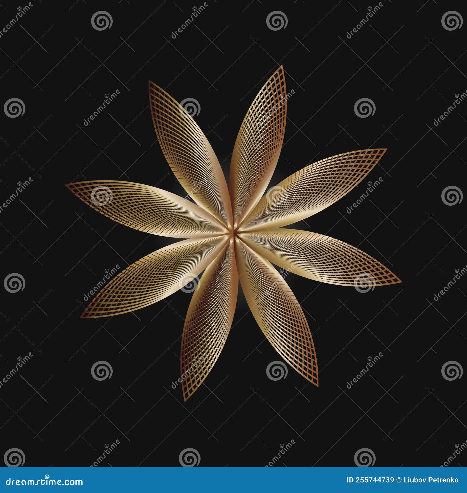 Gold Flower on Black Background Stock Vector - Illustration of icon ...