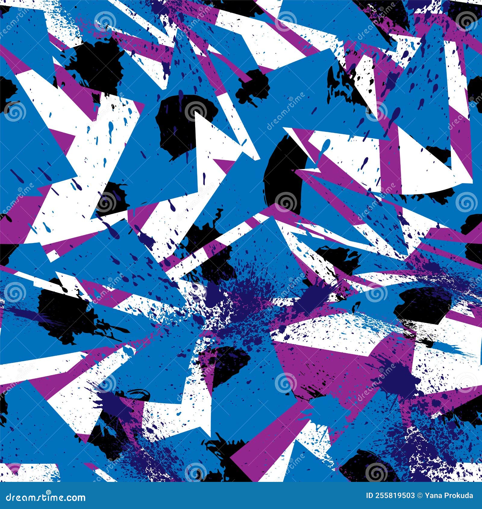 Abstract Urban Vector Pattern with Grunge Spots and Curved Elements ...