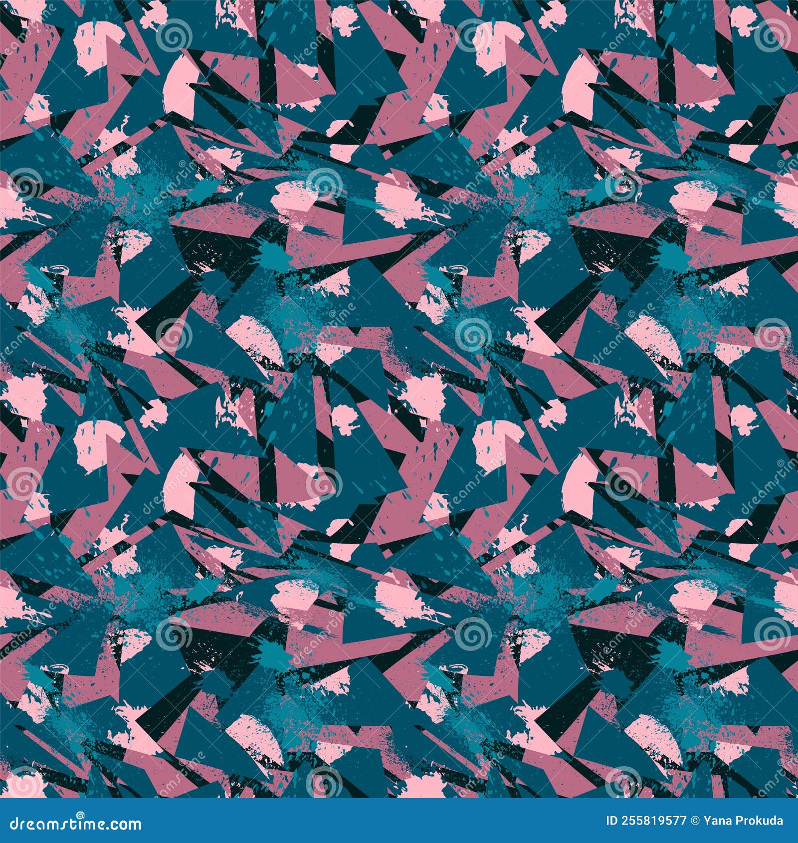 Abstract Urban Vector Pattern with Grunge Spots and Curved Elements ...