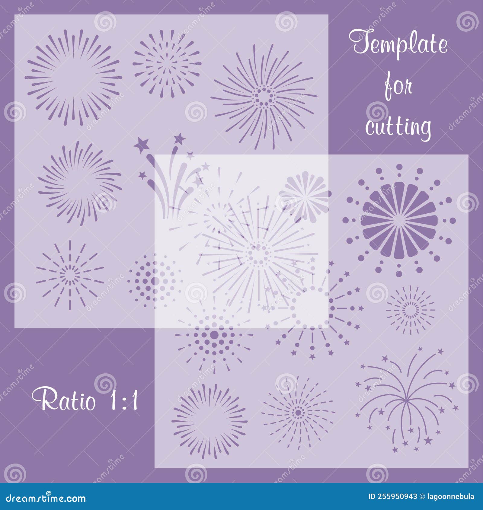 Set of 2 Stencils. Collection of Fireworks Stock Vector - Illustration ...