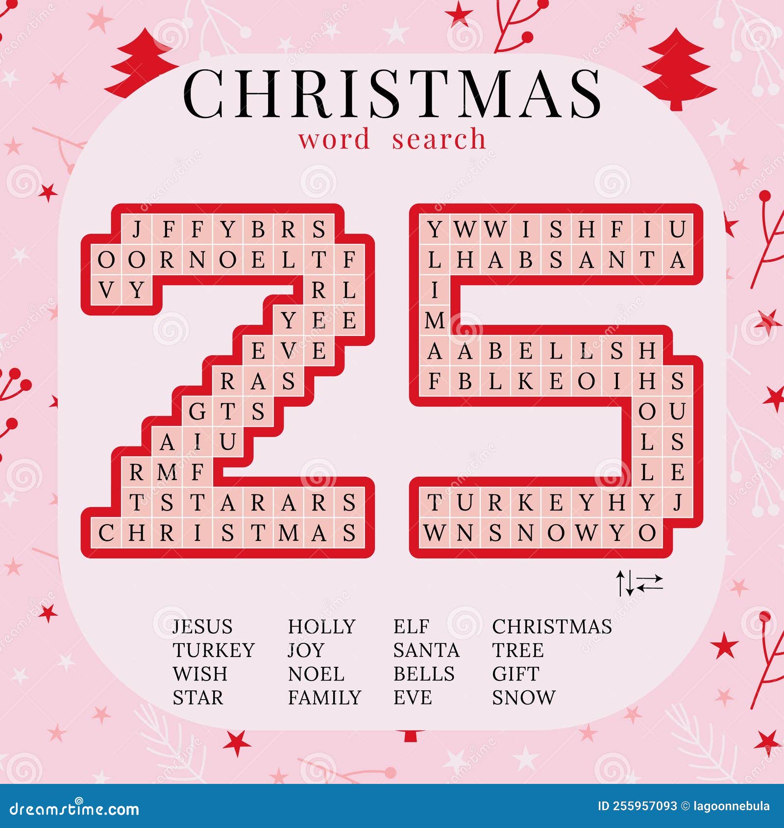 Christmas Word Search Puzzle. Fun Colorful Printable Activity Winter ...