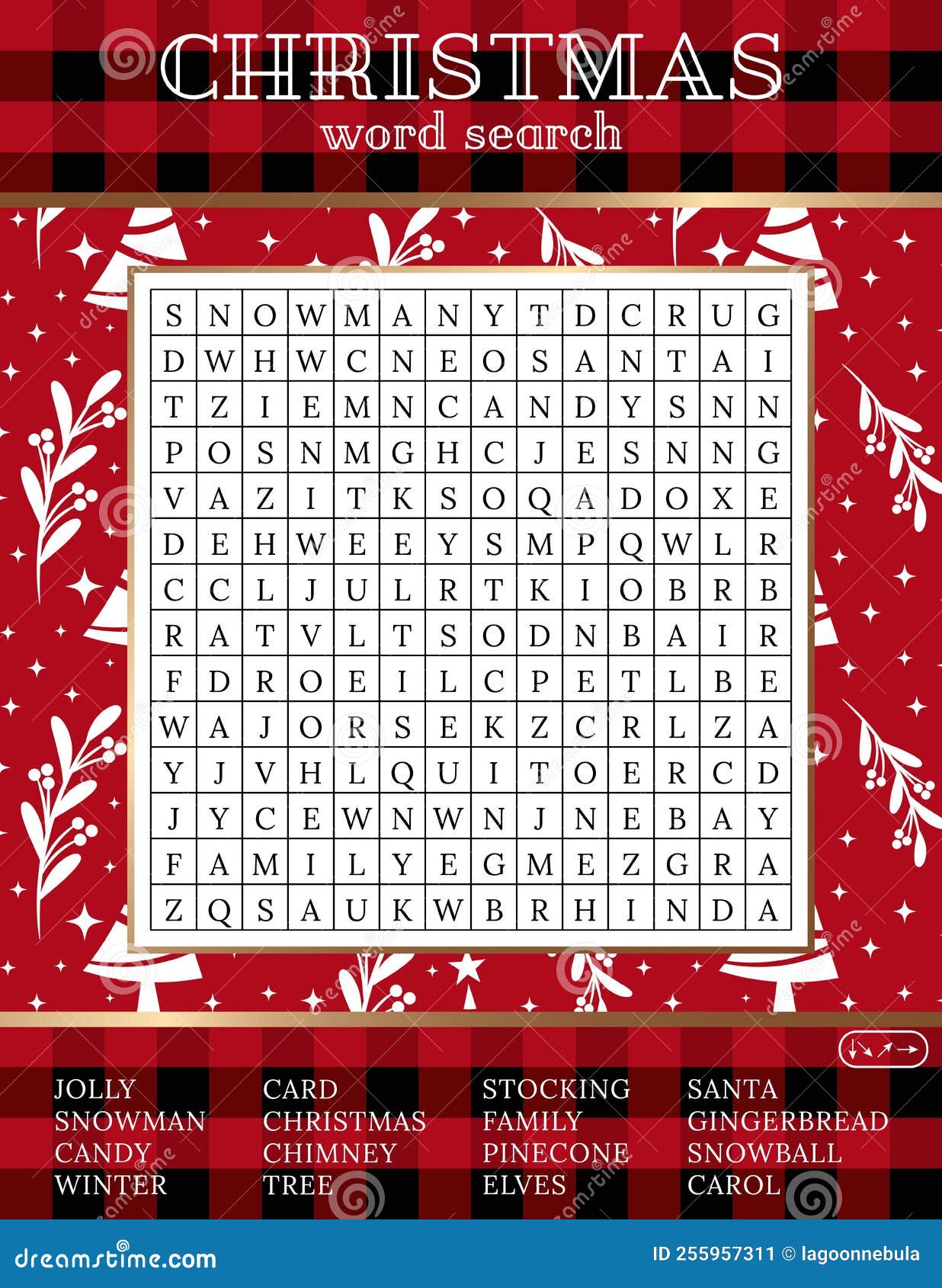 Christmas Word Search Puzzle. Fun Printable Activity Winter Game. Cute ...