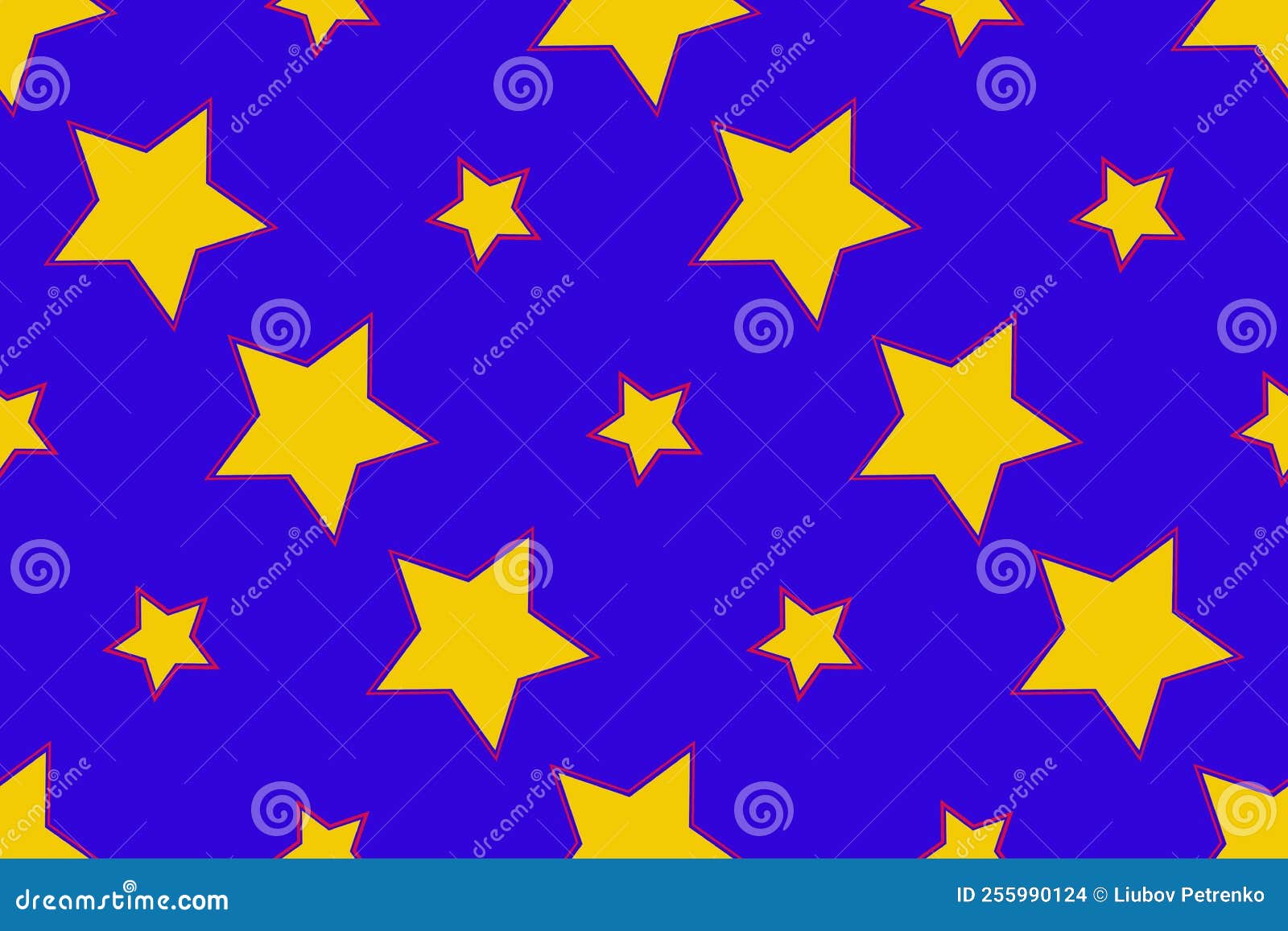 Seamless Pattern with Yellow Stars on Blue Background Stock Vector ...