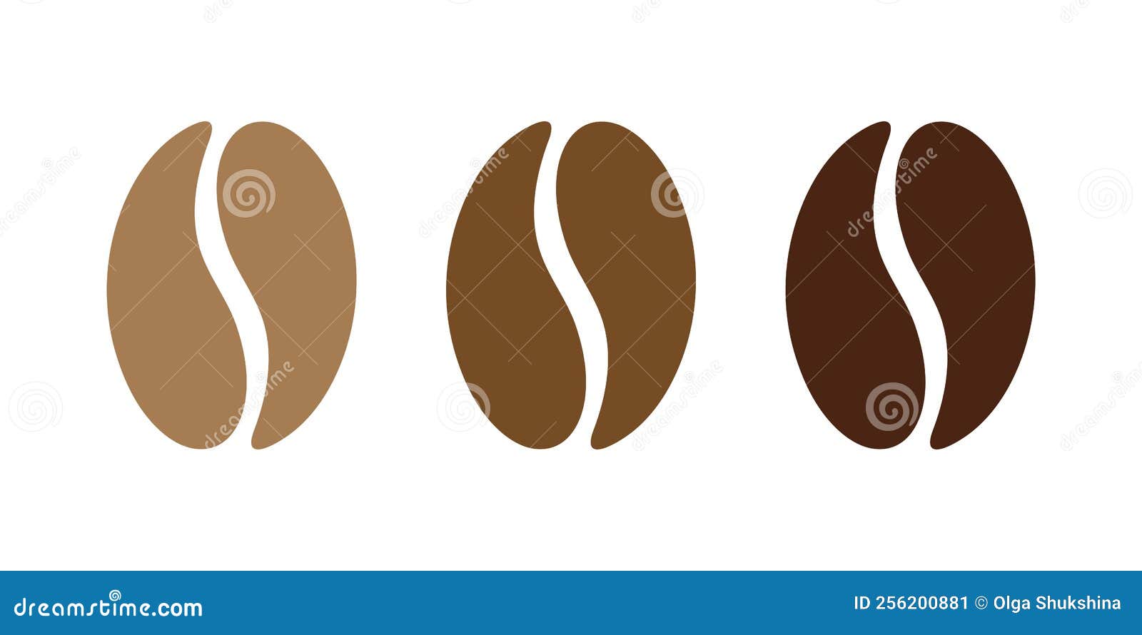 Brown Coffee Bean Set. Isolated Vector Illustration. Stock Vector ...