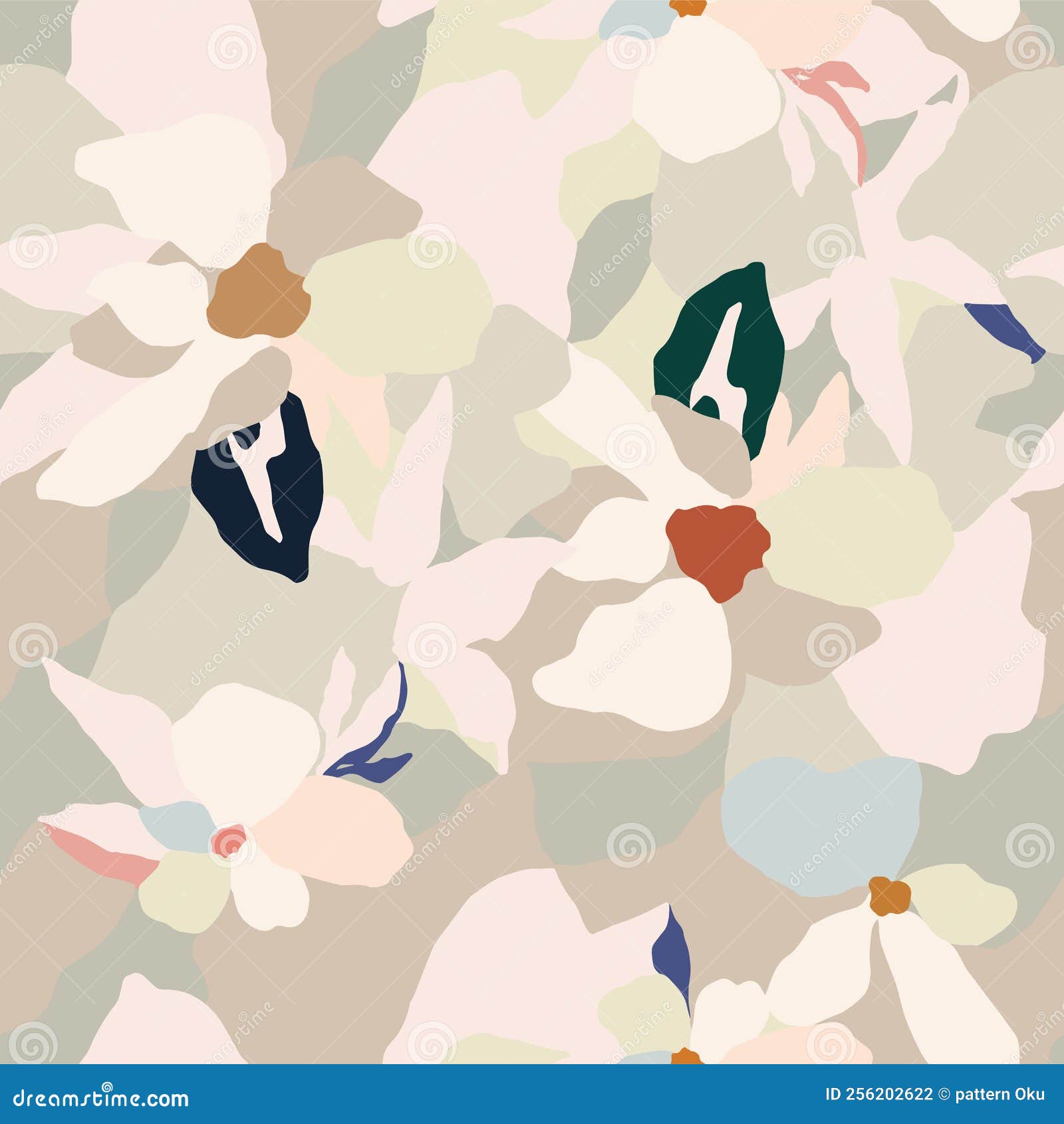 Vector Flower with Pastel Color Layers Illustration Seamless Repeat ...