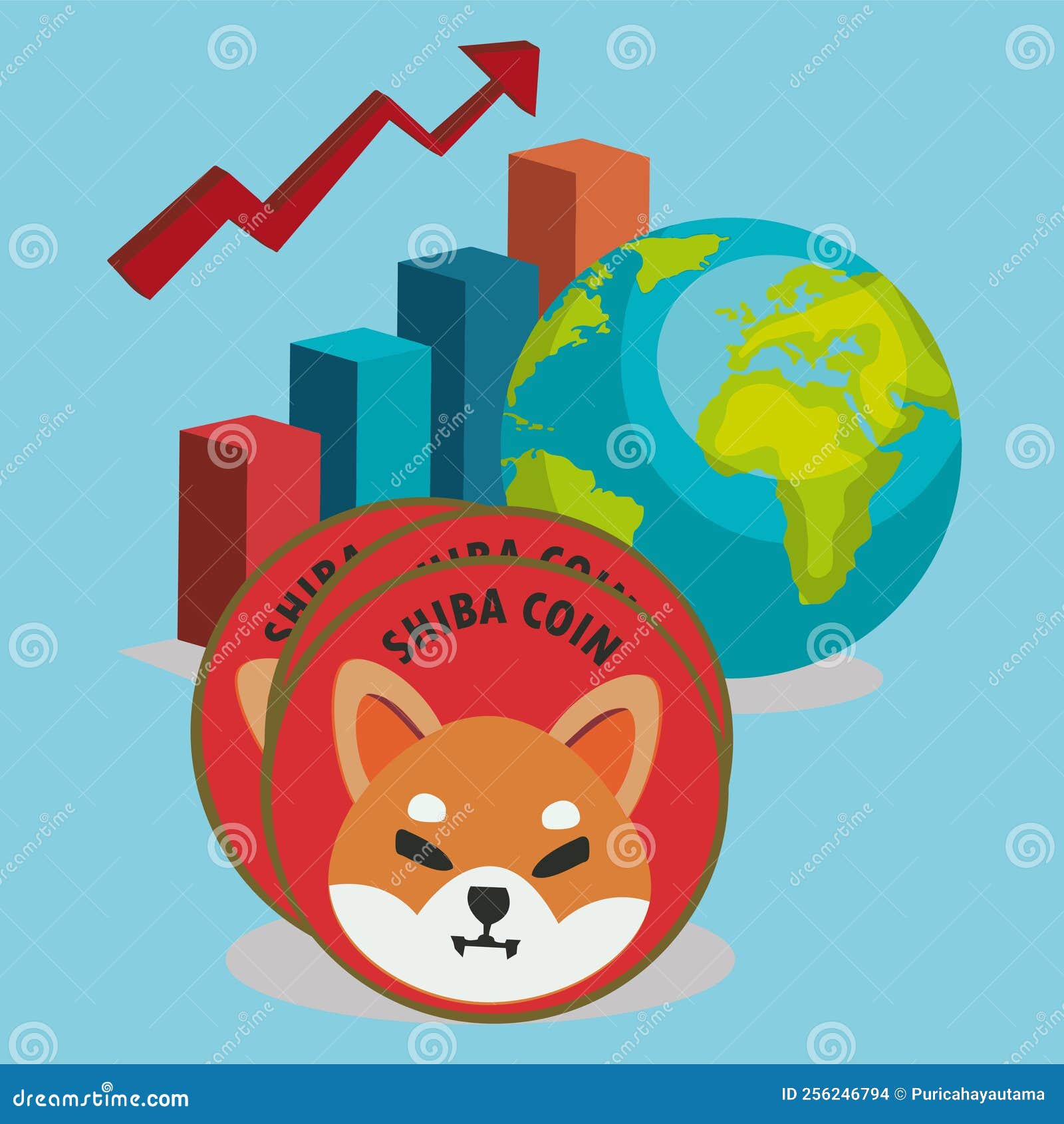 Illustration Vector Graphic Cartoon Character of Shiba Inu Coins on ...
