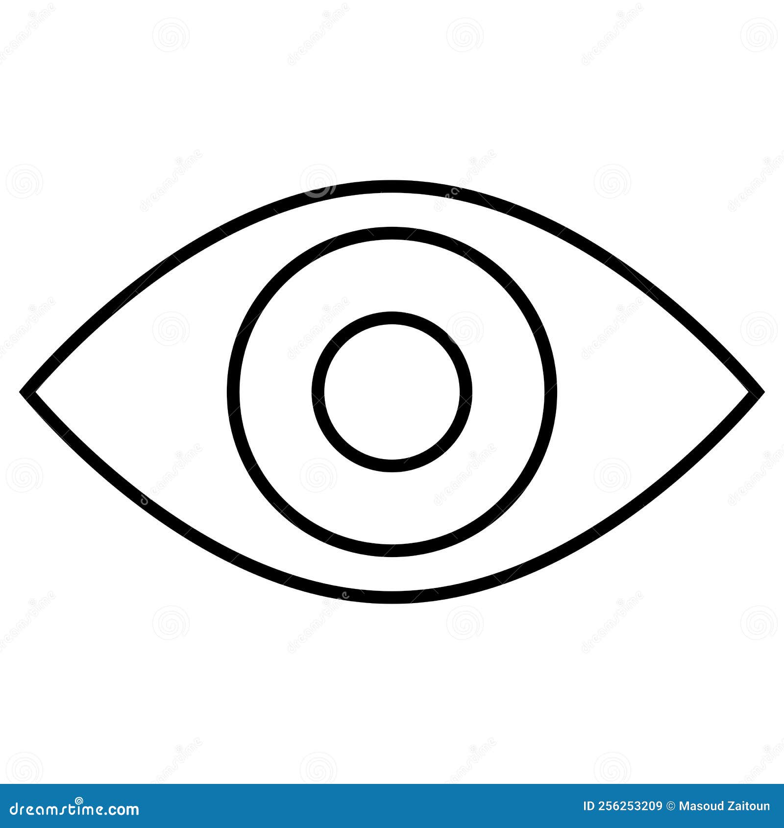 Vector Line Eye Icon Isolated on White Background Stock Illustration ...