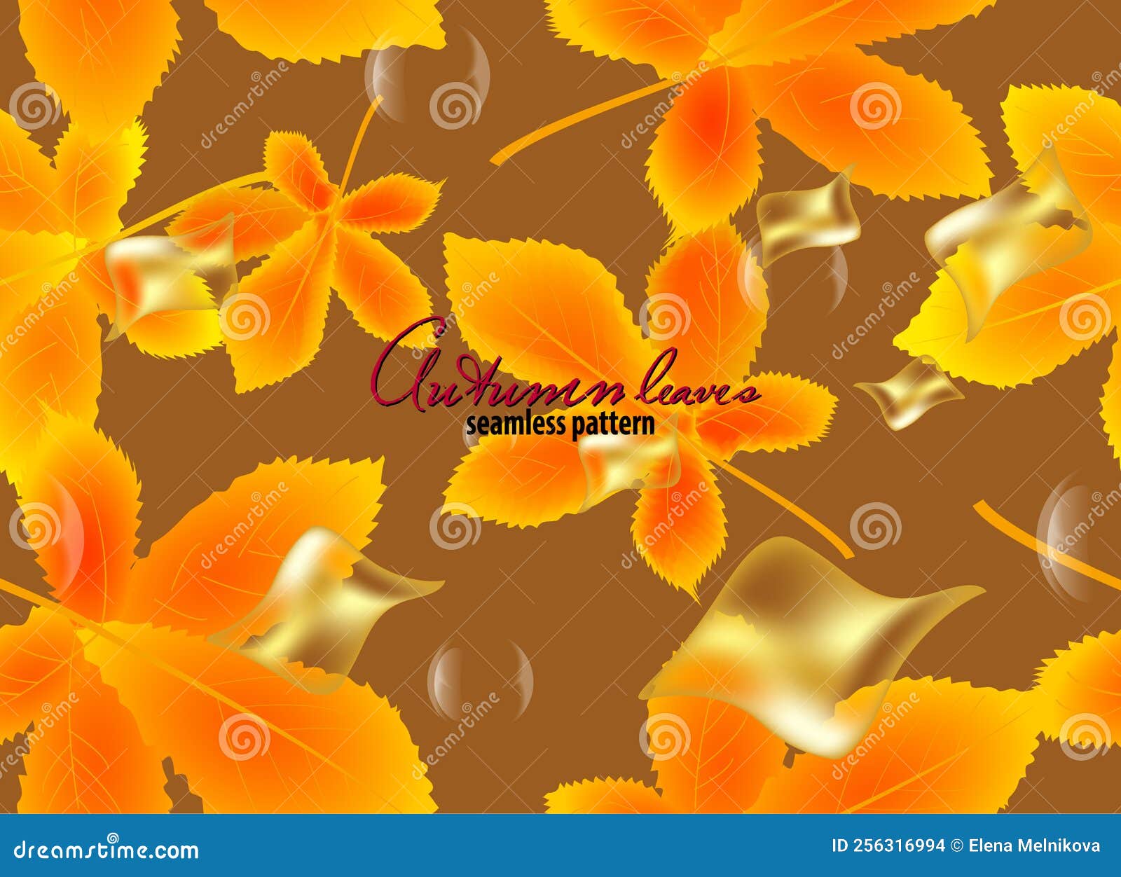 Seamless Pattern with Yellow Leaves Stock Vector - Illustration of ...