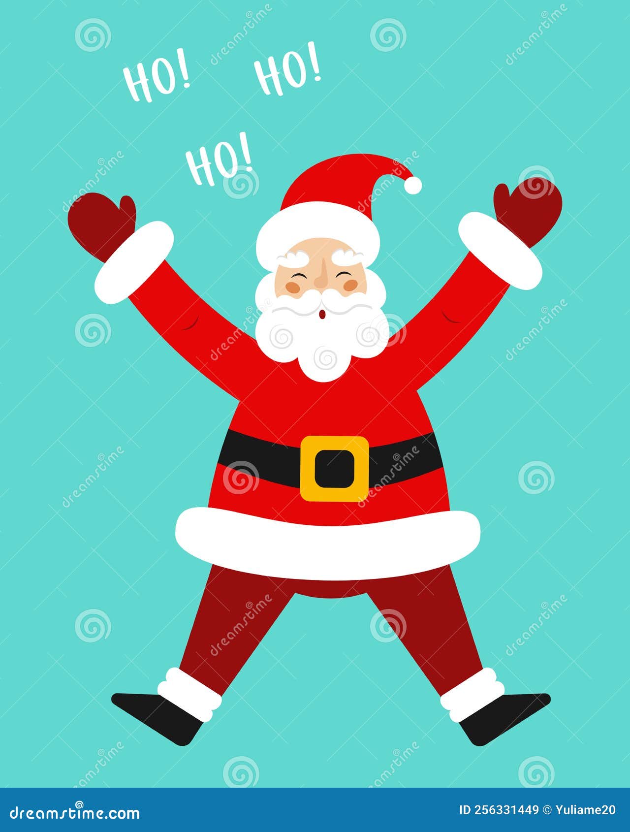 Christmas Cartoon Illustration of Jumping Santa Claus. Winter Holidays ...