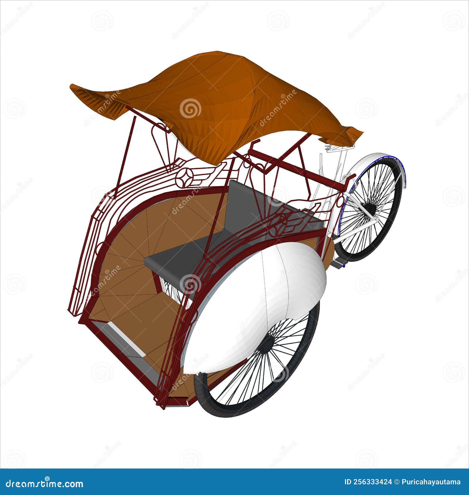 Classic Cycle Rickshaw. Isometric View. Flat Vector Illustration. Stock ...