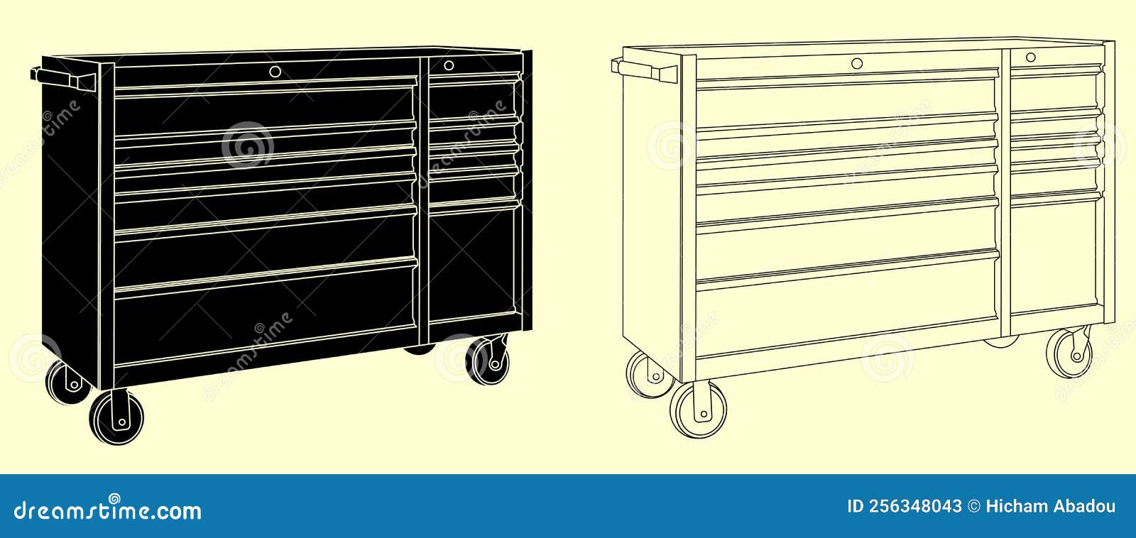 Rolling Tool Cabinet,rolling Tool Chest,outline Withe Silhouette. Stock ...