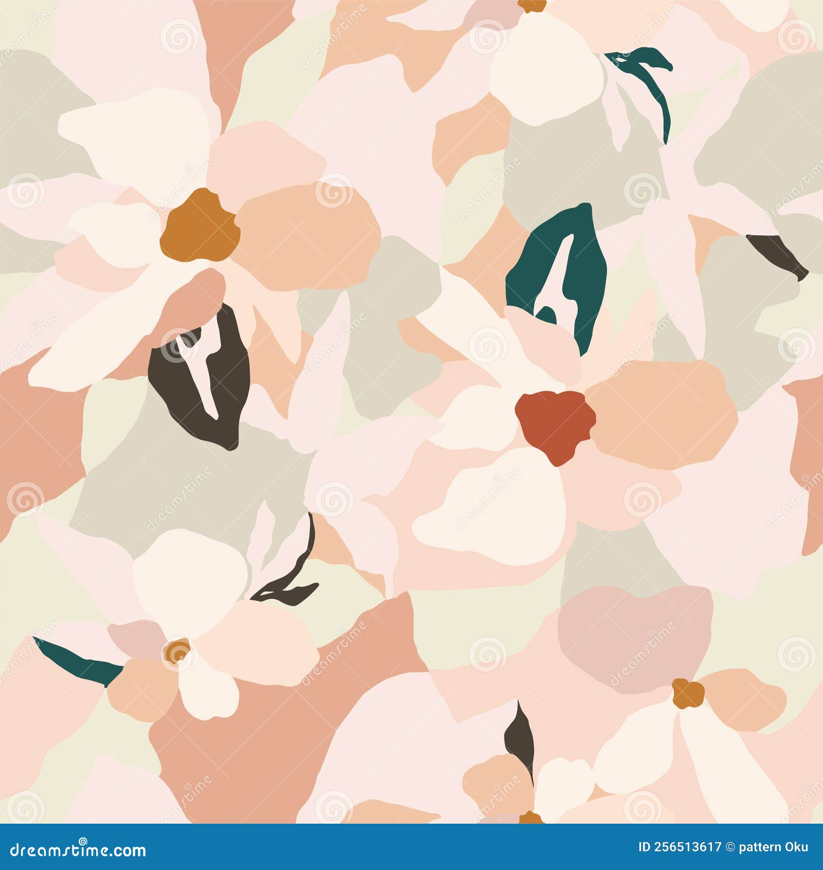 Vector Flower with Pastel Color Layers Illustration Seamless Repeat ...