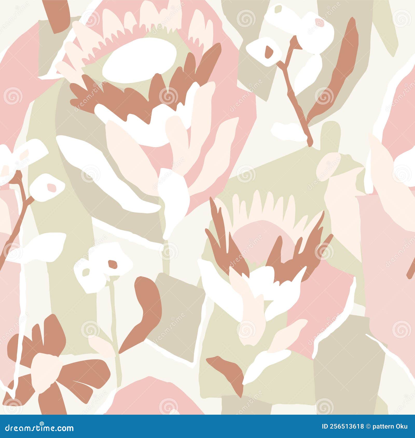 Vector Pastel Color Flower Illustration Seamless Repeat Pattern Stock ...