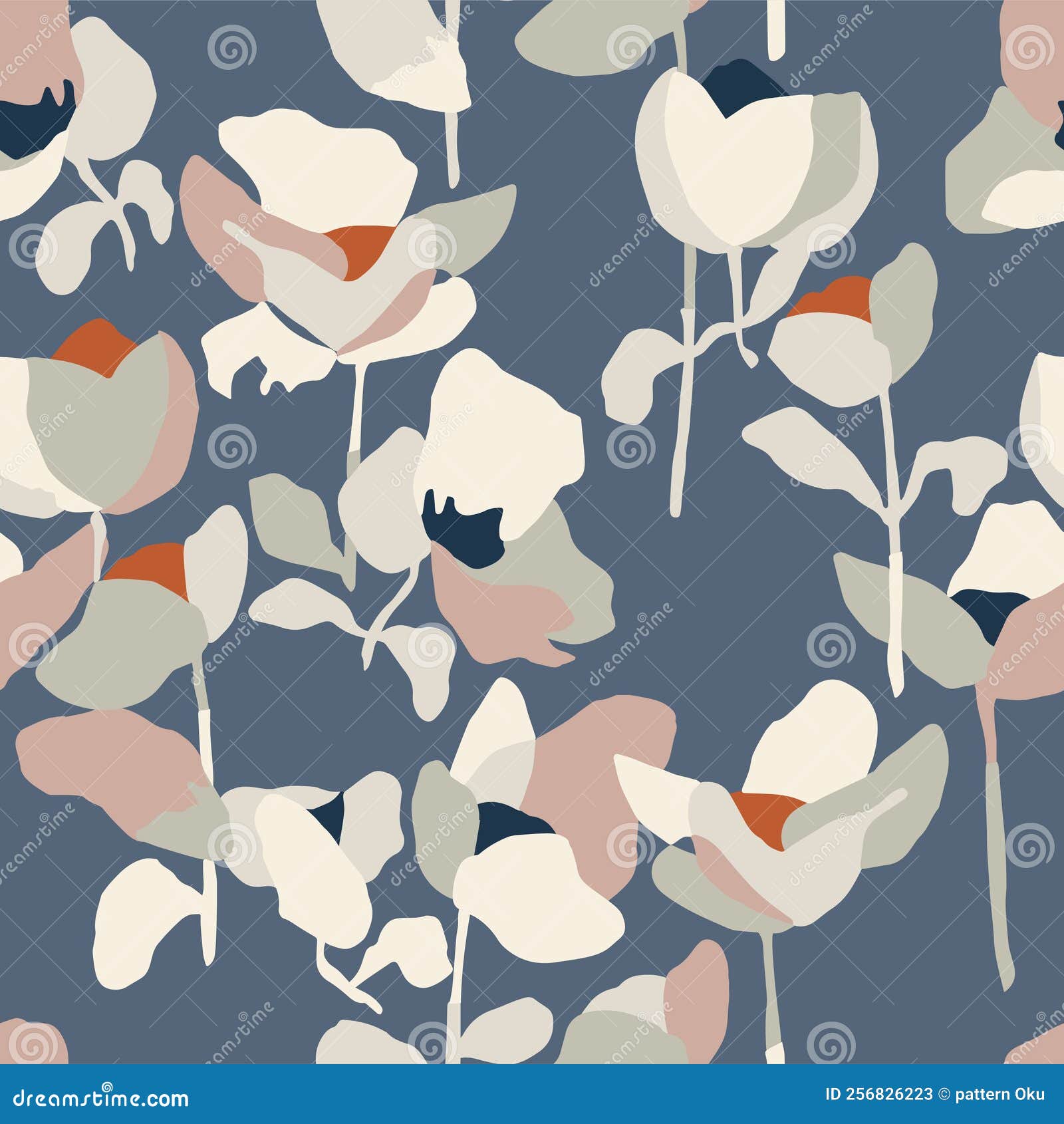 Vector Abstract Simple Flower Illustration Seamless Repeat Pattern ...