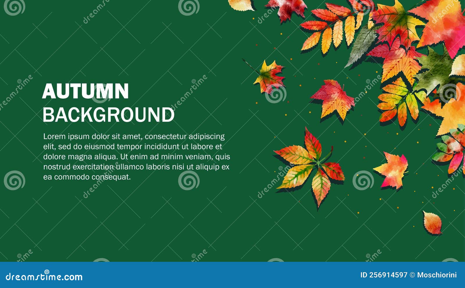 Autumn Background Template with Colorfu Watercolor Leaves. Stock Vector ...