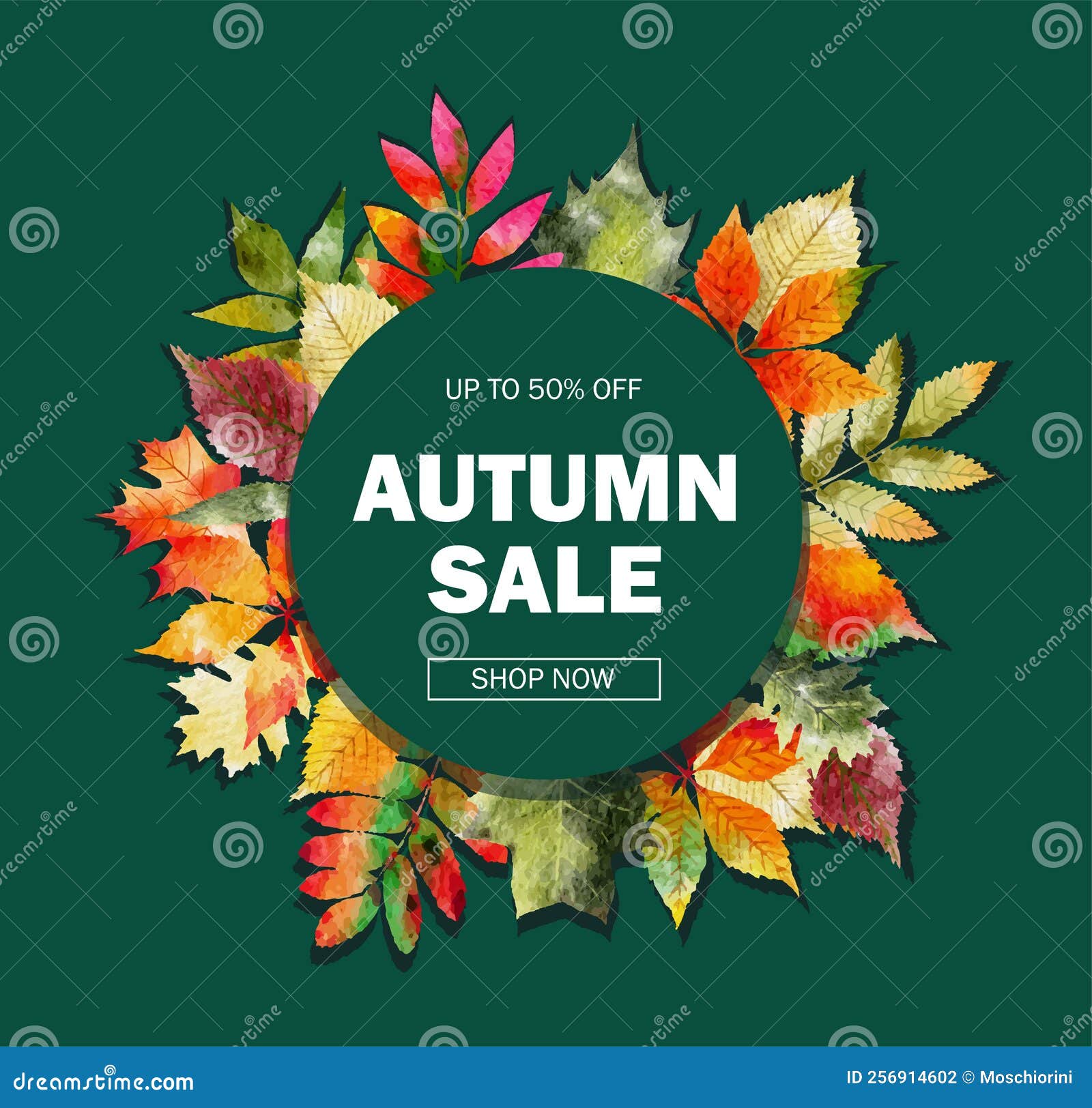 Autumn Sale Banner Sor Social Media Posts. Watercolor Leaves ...