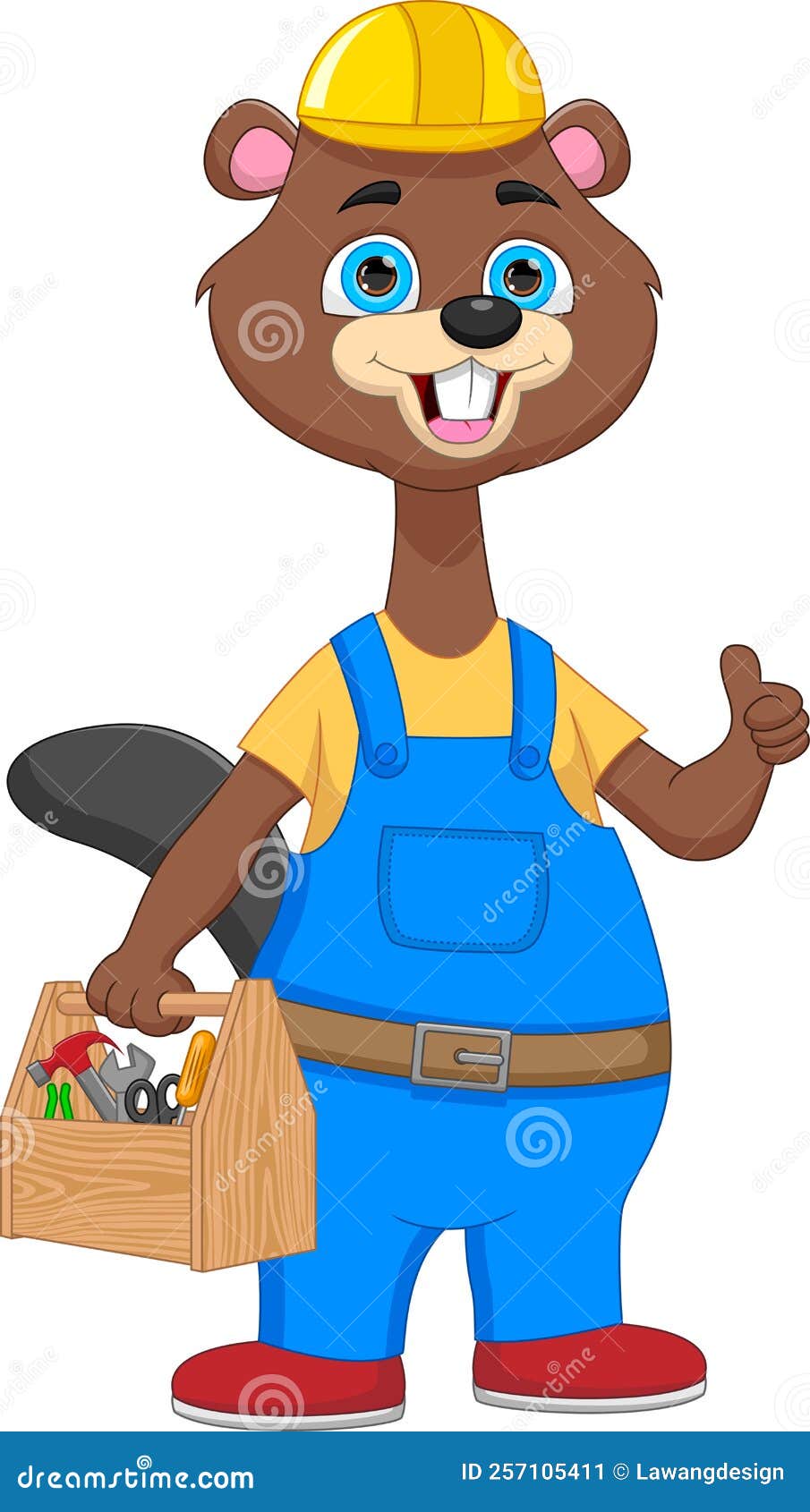 Cute Cartoon Beaver with Tool Box Stock Vector - Illustration of ...