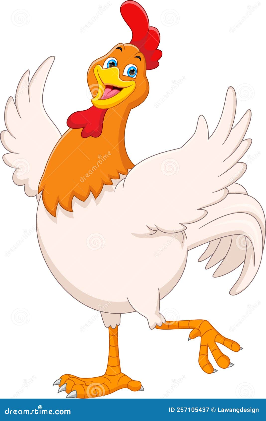 Cute Chicken Waving Cartoon on White Background Stock Vector ...