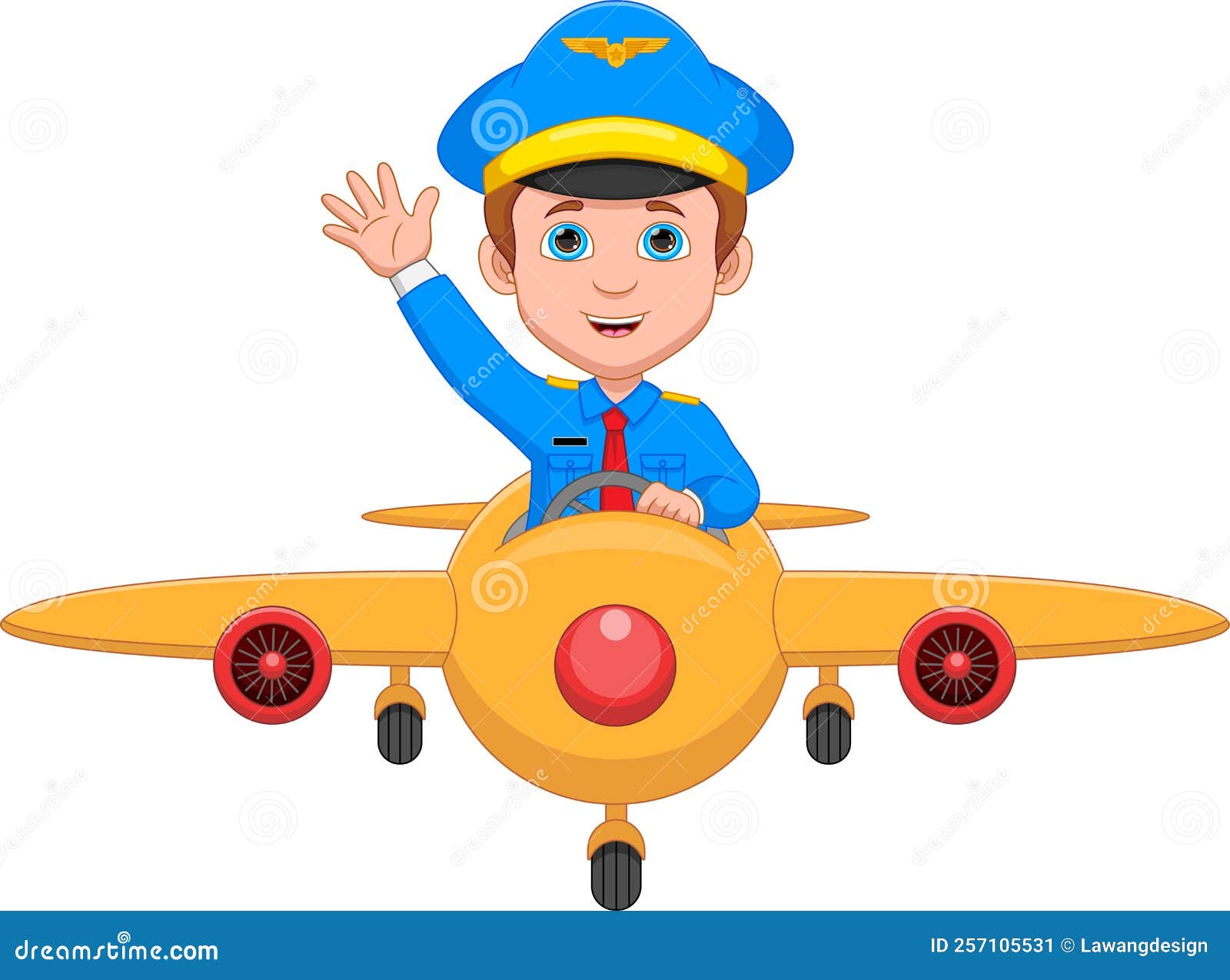 Cartoon Young Pilot Riding a Plane Stock Vector - Illustration of ...