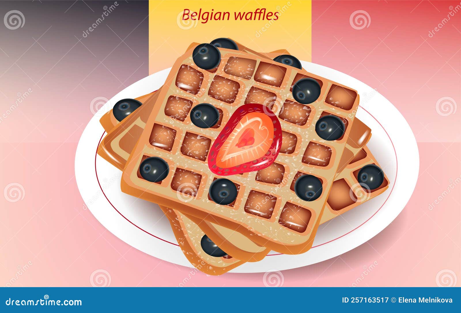 Belgian Waffles. a Traditional Sweet Dessert. Stock Vector ...