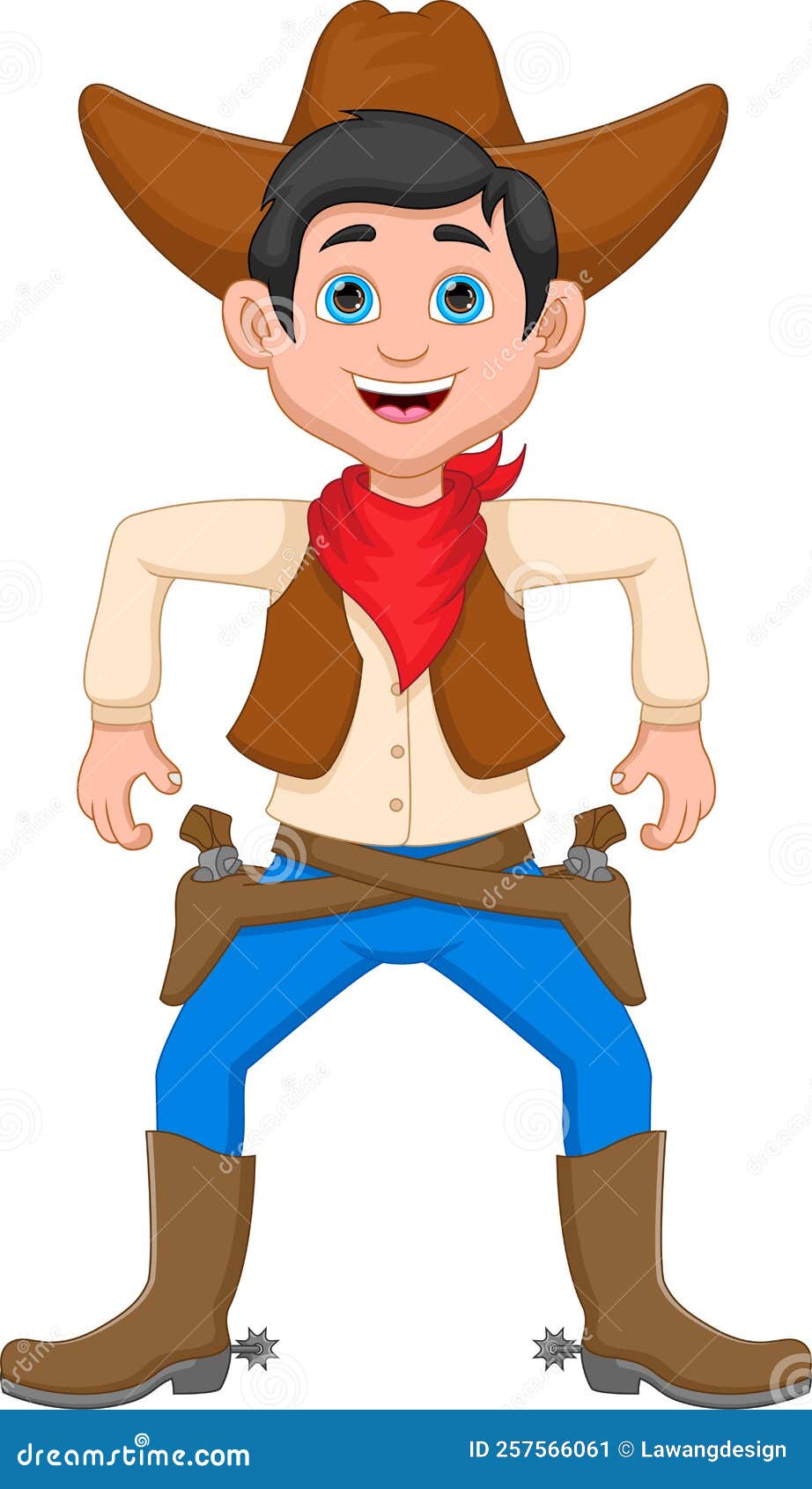 Cartoon Cowboy with Two Guns and Ready To Shoot Stock Vector ...