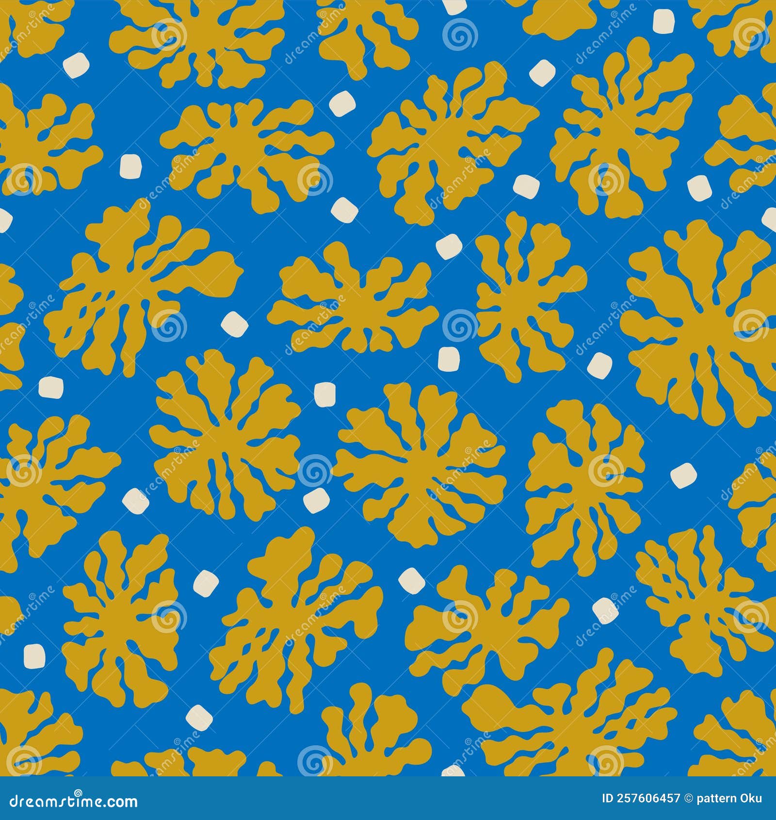 Vector Simple and Abstract Flower Illustration Seamless Repeat Pattern ...