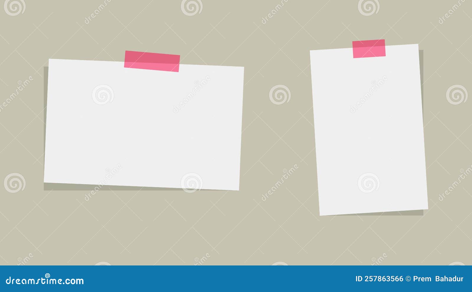 White Sheet of Paper with Sticky Tape Set Illustration. Stock ...
