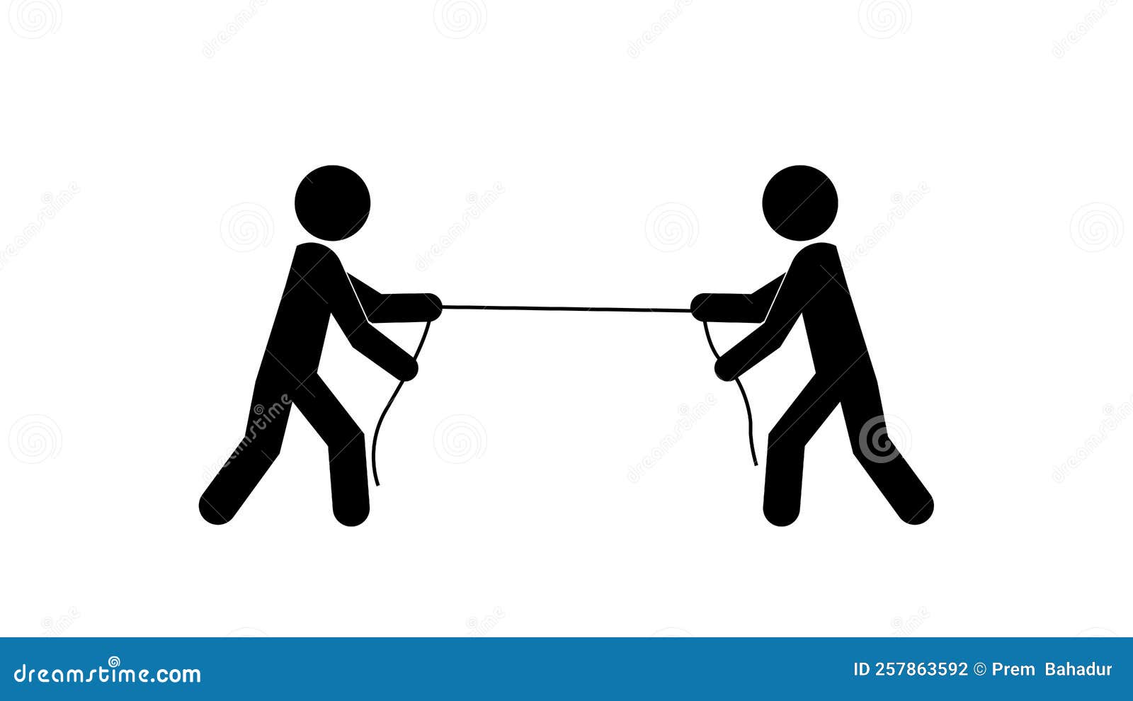 Closeup of Men Competition Black Silhouettes, Two Business Pulling Rope ...