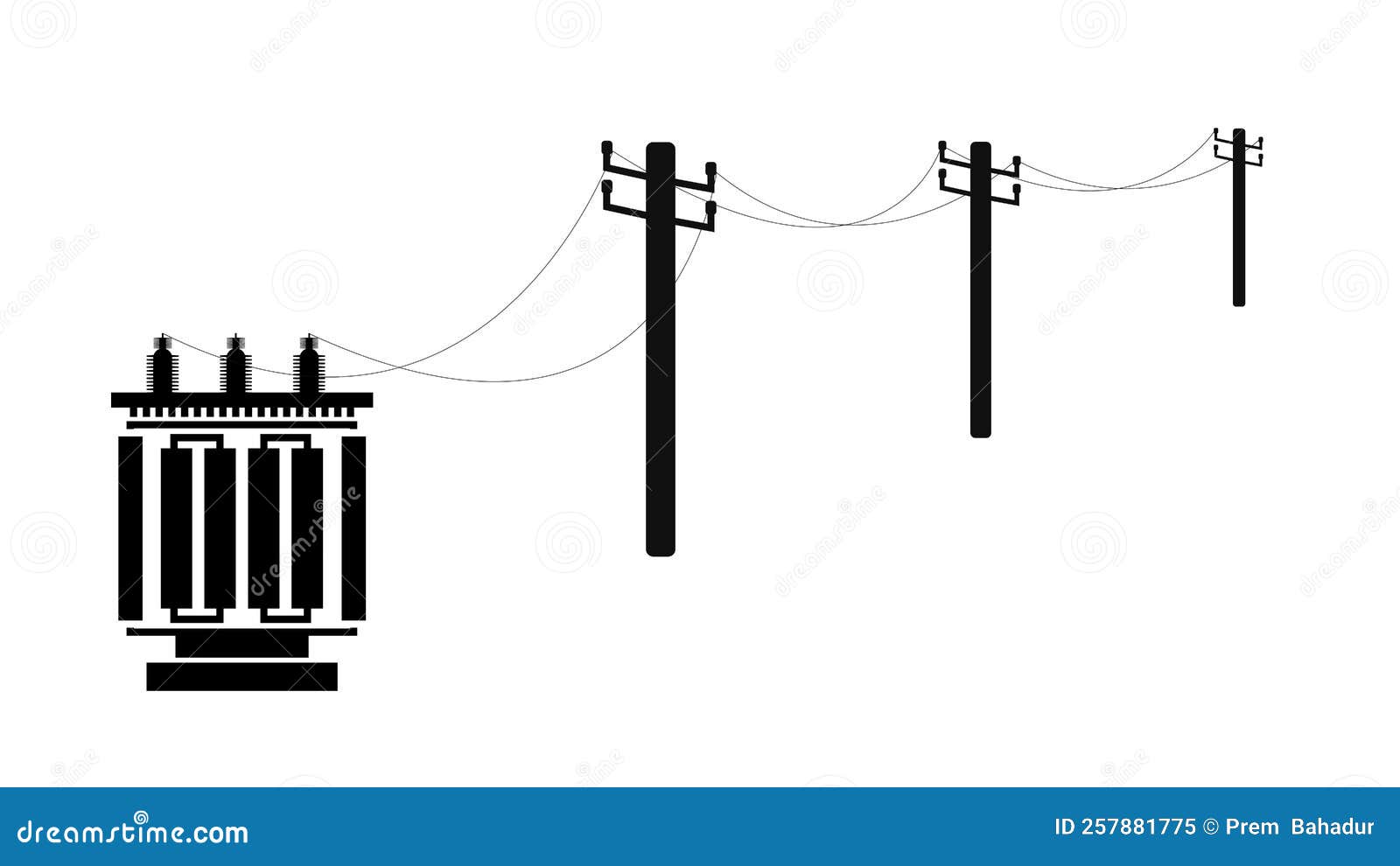 High Voltage Power Lines and Birds on White Background Stock ...