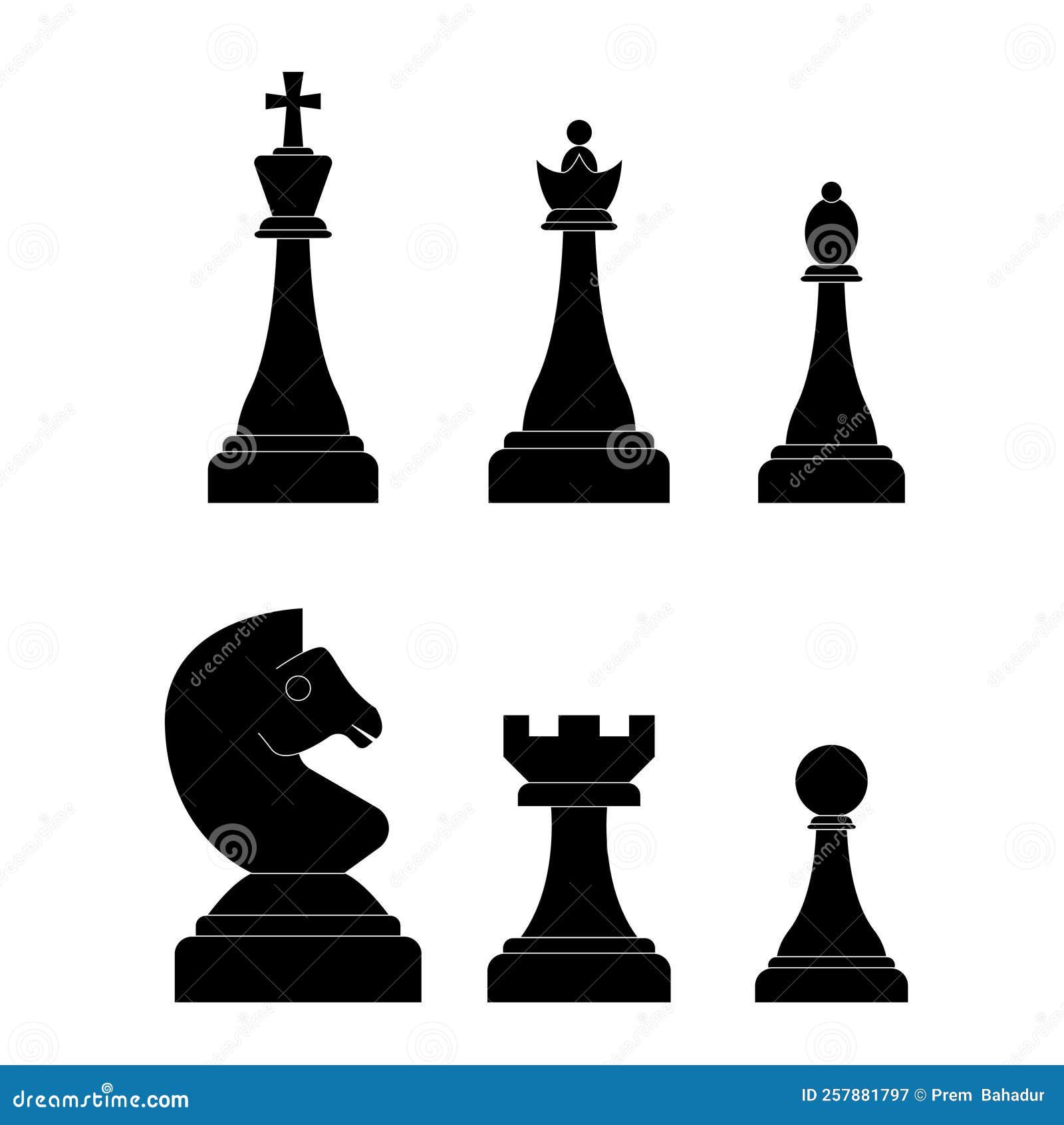 Silhouettes Chess Piece Vector Icons on White Background Stock ...