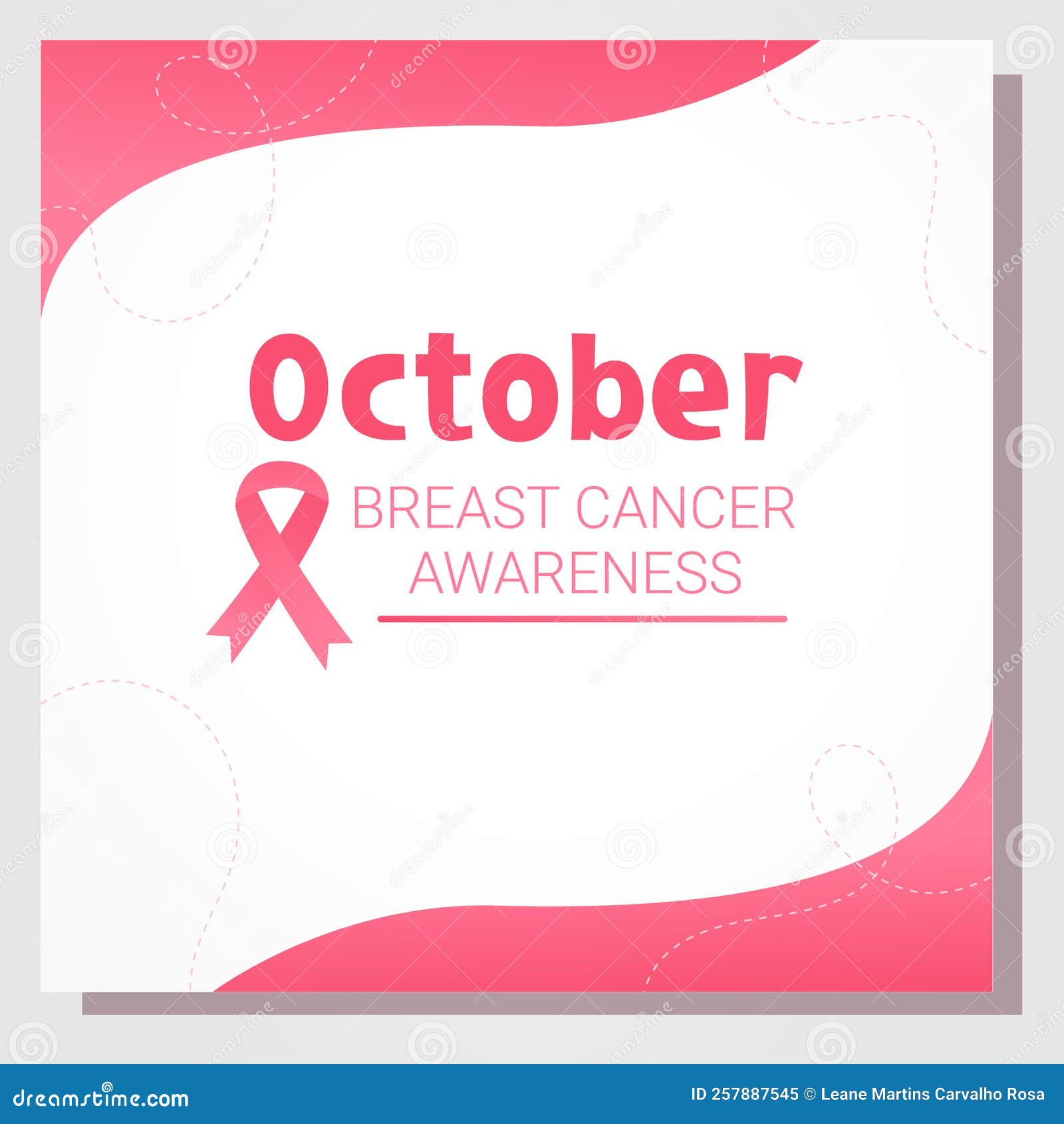 October Breast Cancer Pink Ribbon with Decorative Circles Lines Stock ...