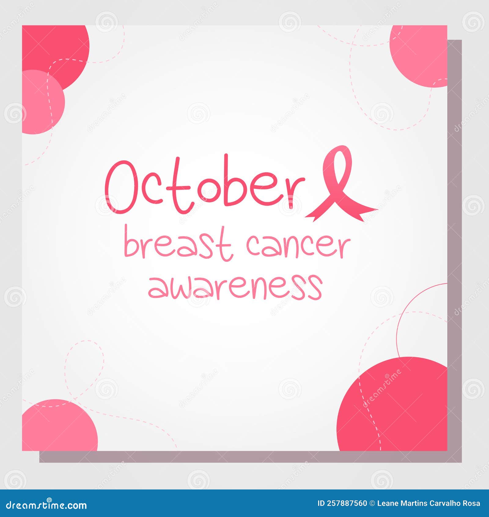 October Breast Cancer Pink Ribbon with Decorative Circles Lines Stock ...