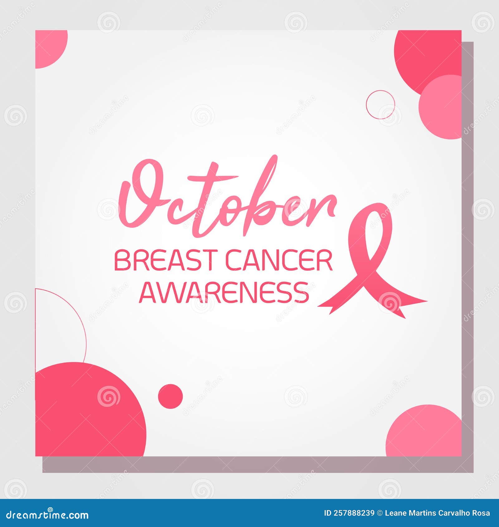 October Breast Cancer Pink Ribbon with Decorative Curves Stock Vector ...