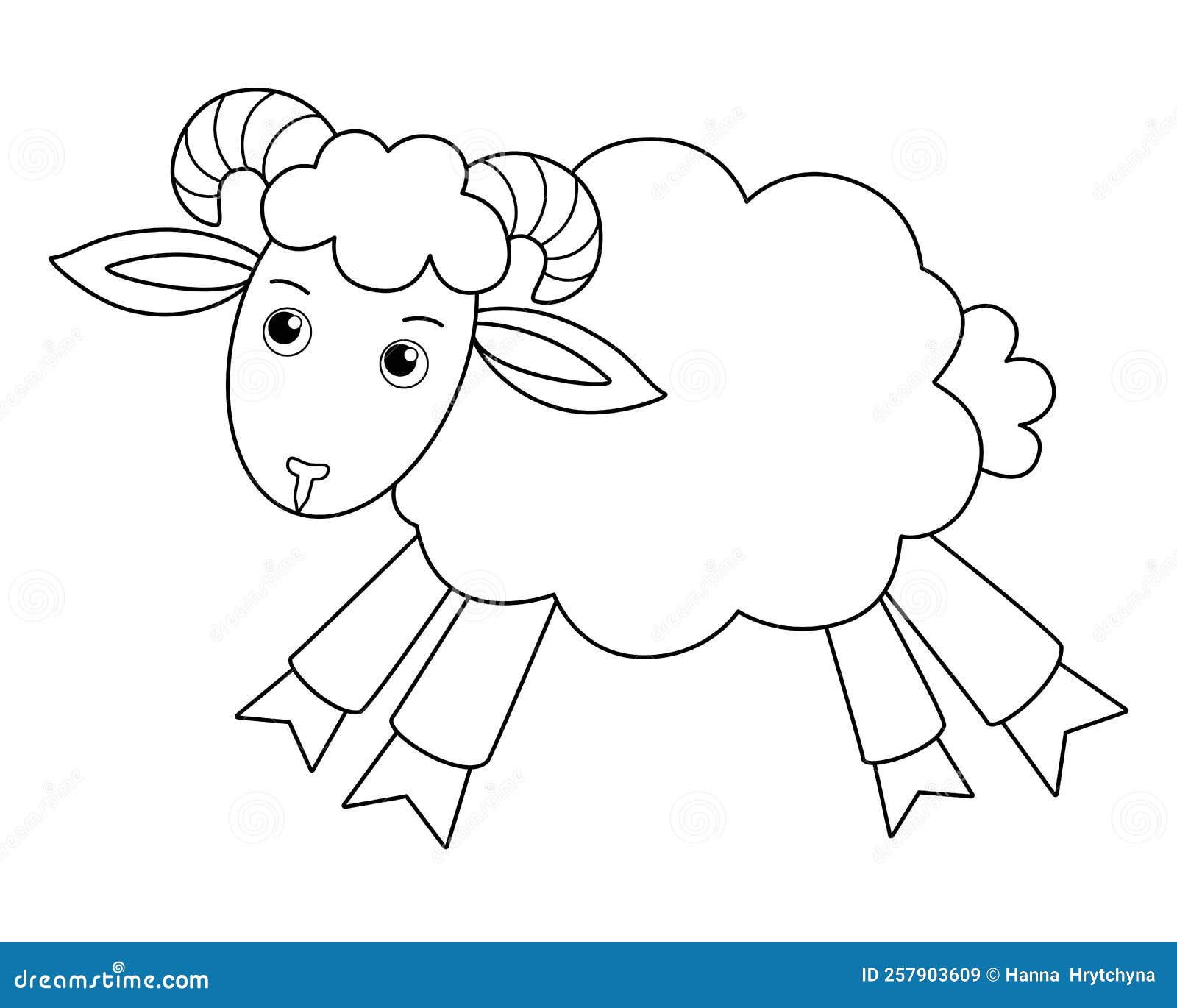 Ram, Running Farm Animal Sheep - Vector Picture for Coloring. Outline ...