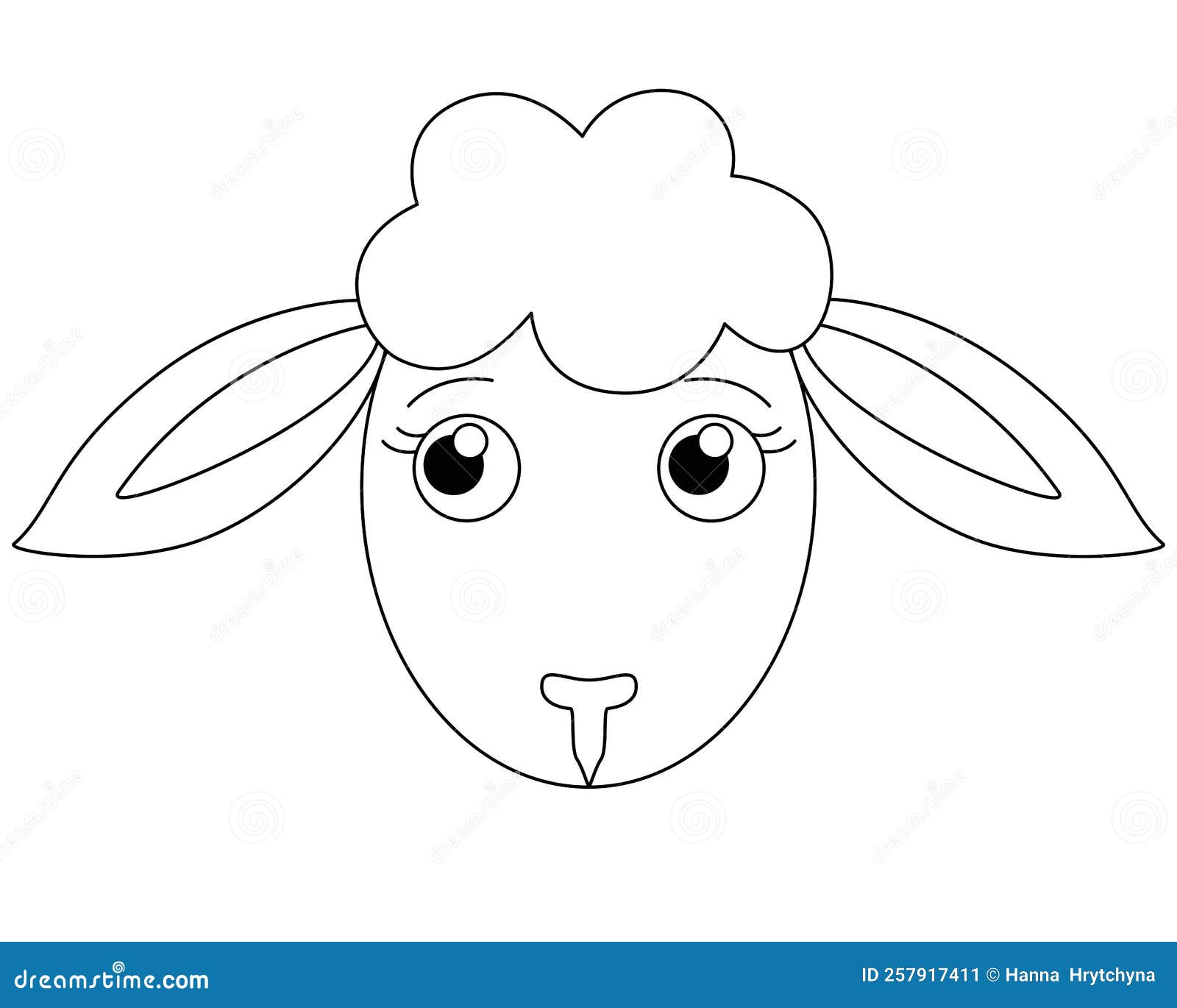 Cute Muzzle Cartoon Sheep - Vector Linear Picture for Coloring. Outline ...