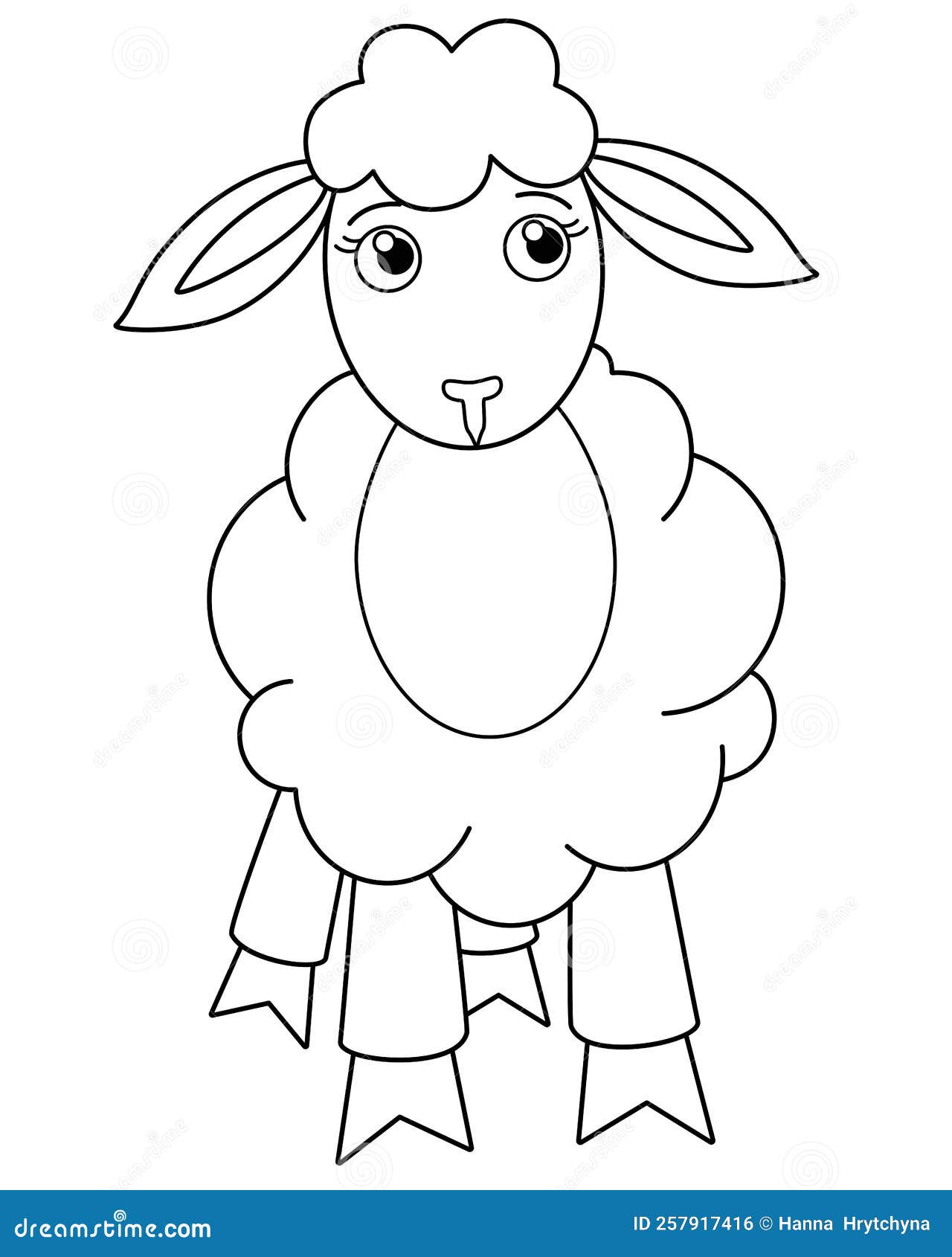 Little Cautious Sheep - a Vector Linear Picture for Coloring. Outline ...